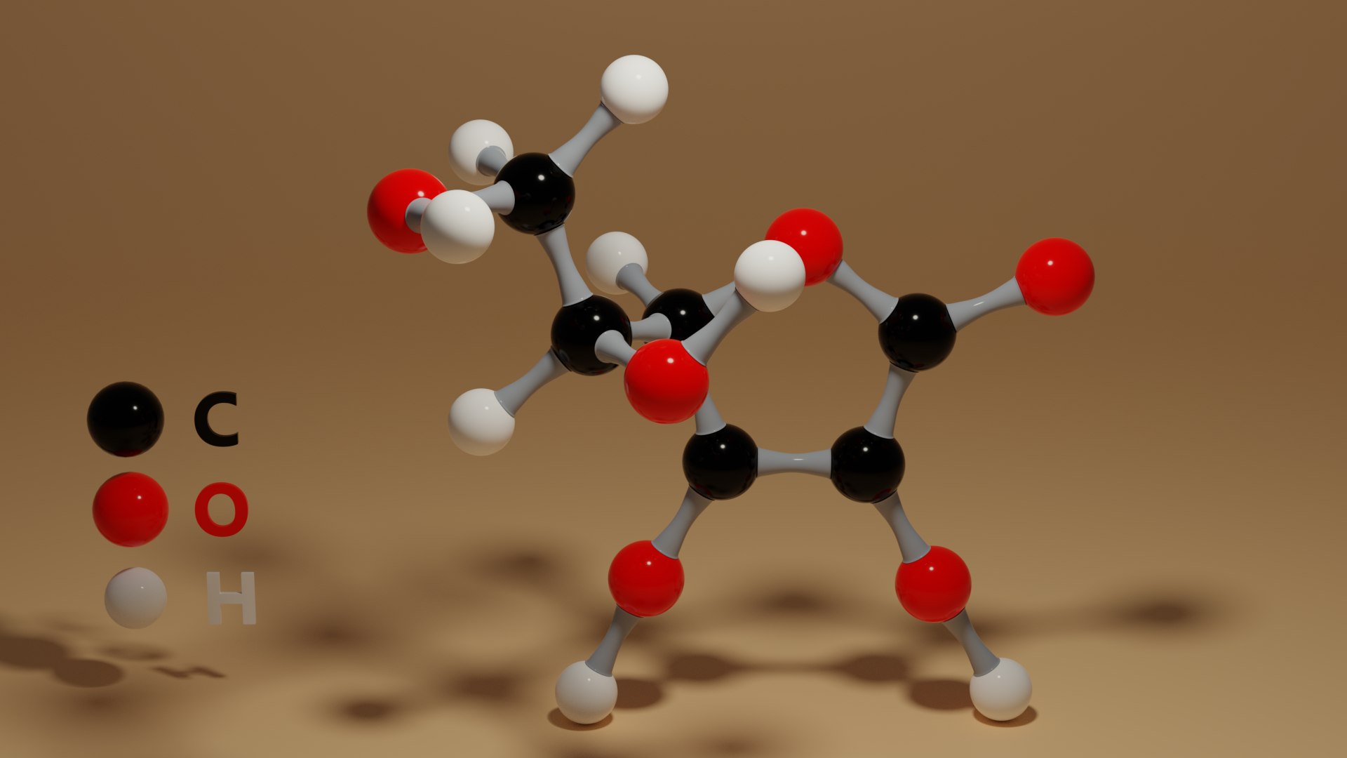 Ascorbic Acid Vitamin C Molecular C6H8O6 3D Model - TurboSquid 1972966