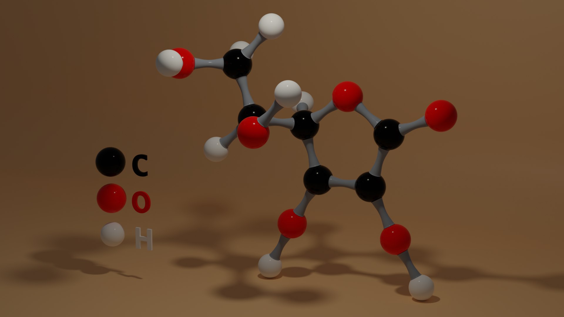 Ascorbic Acid Vitamin C Molecular C6H8O6 3D Model - TurboSquid 1972966