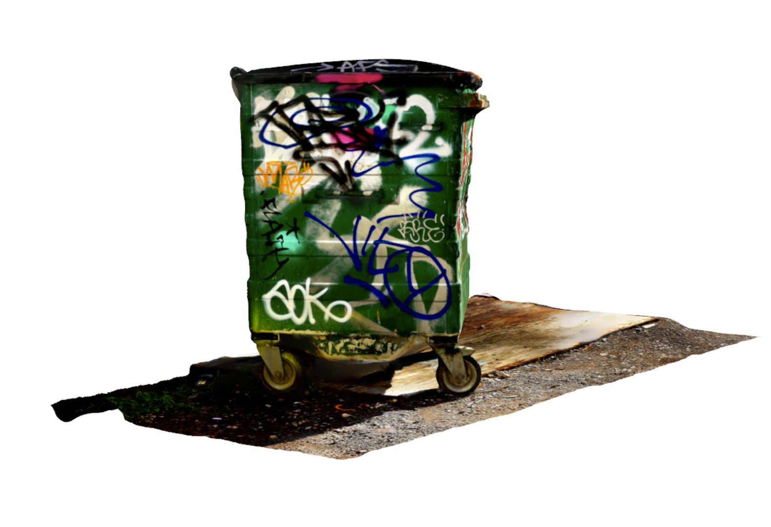 3D Green Graffiti Industrial Waste Bin - 8K UHD Model - TurboSquid 2185127
