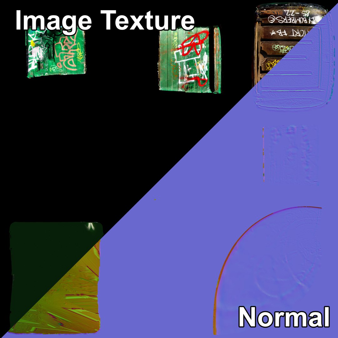 3D Green Graffiti Industrial Waste Bin - 8K UHD Model - TurboSquid 2185127