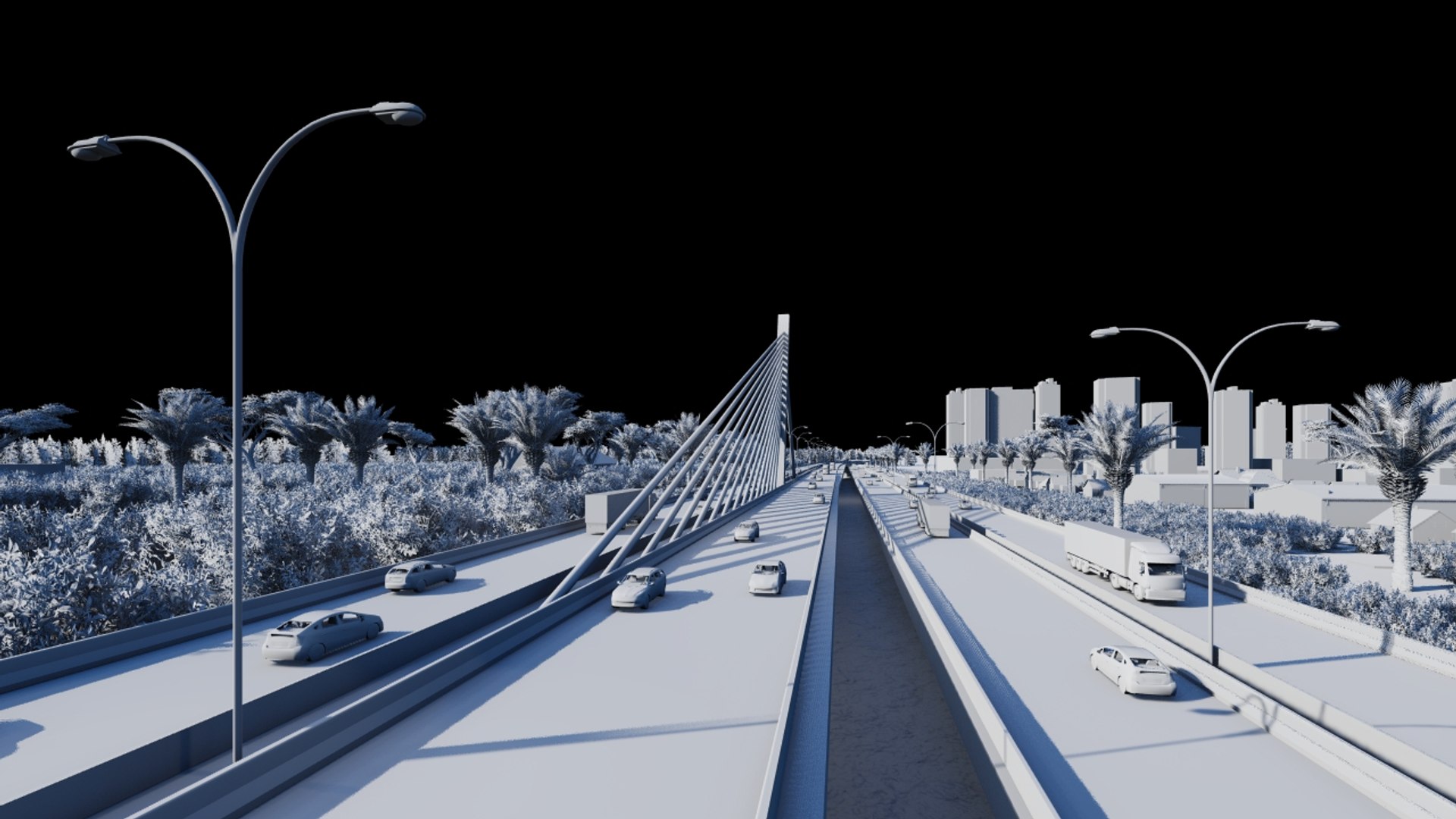 Bridge Type Cable Stay Model - TurboSquid 1664373