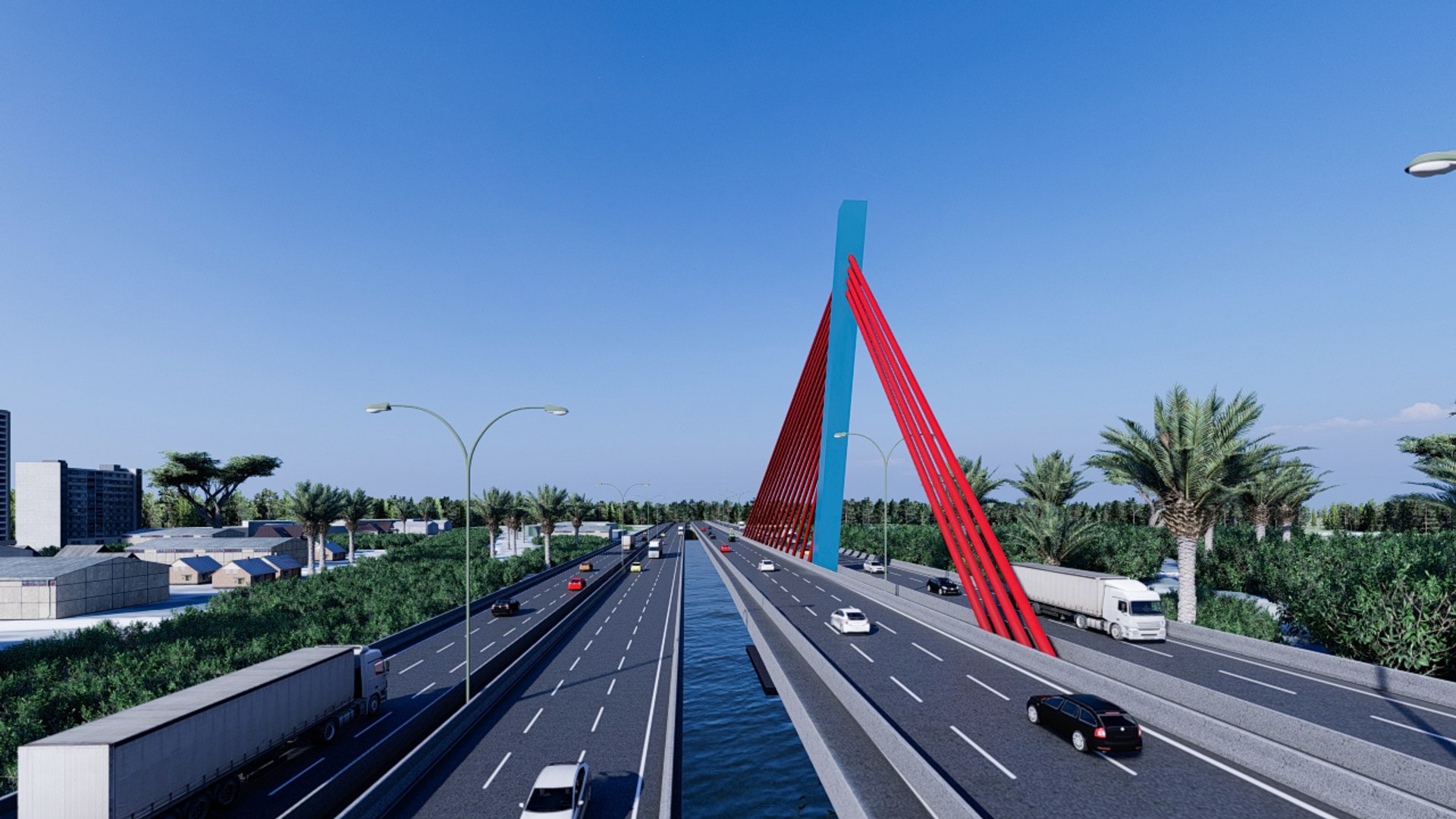 Bridge Type Cable Stay Model - TurboSquid 1664373