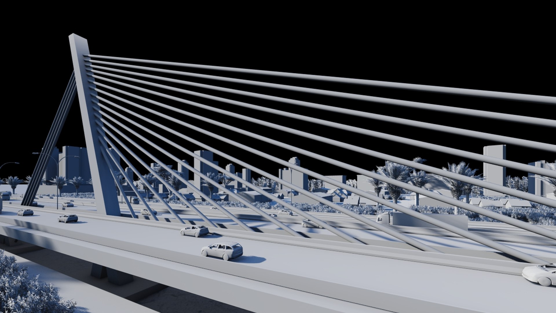 Bridge Type Cable Stay Model - TurboSquid 1664373