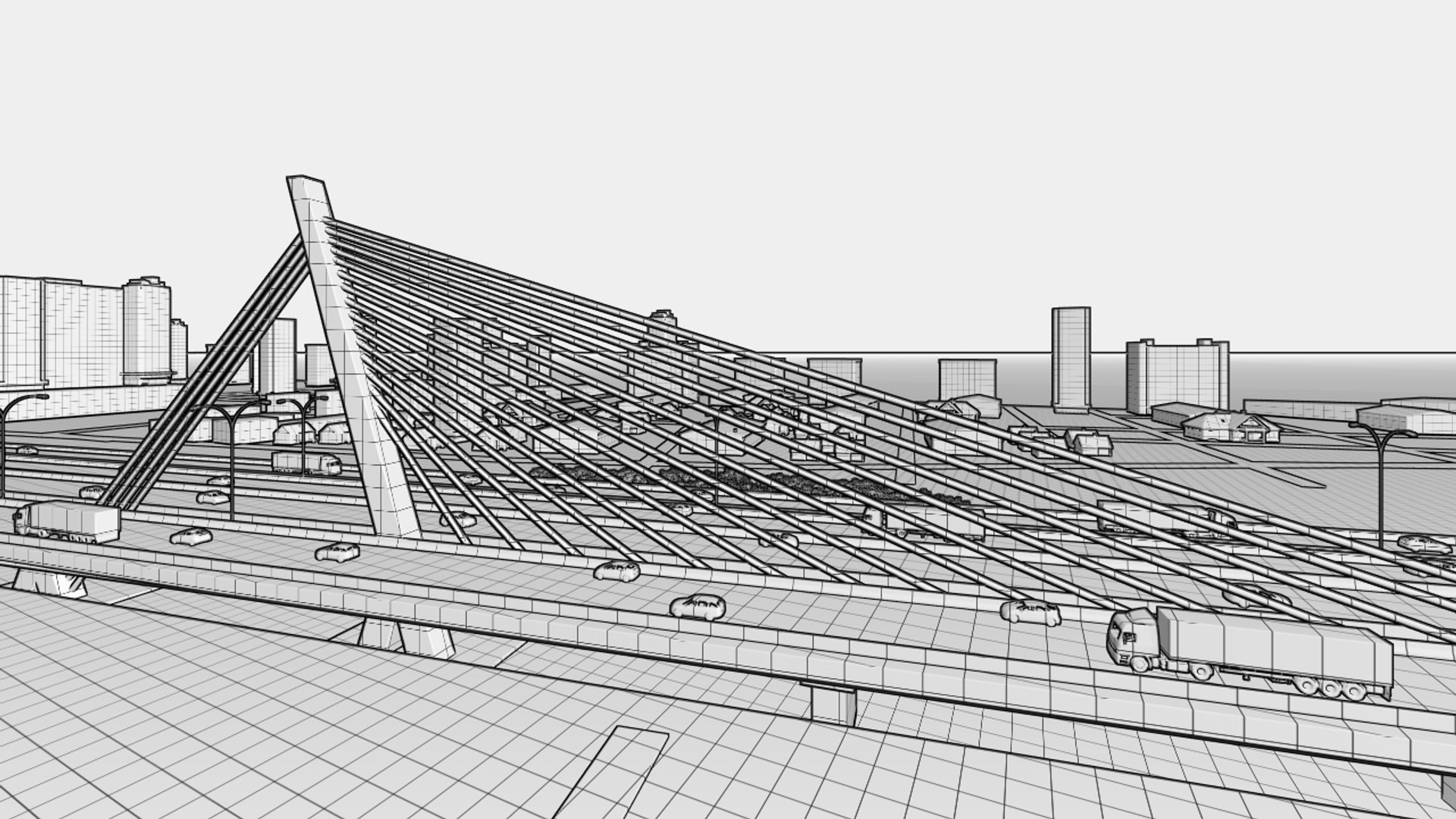 Bridge Type Cable Stay Model - TurboSquid 1664373