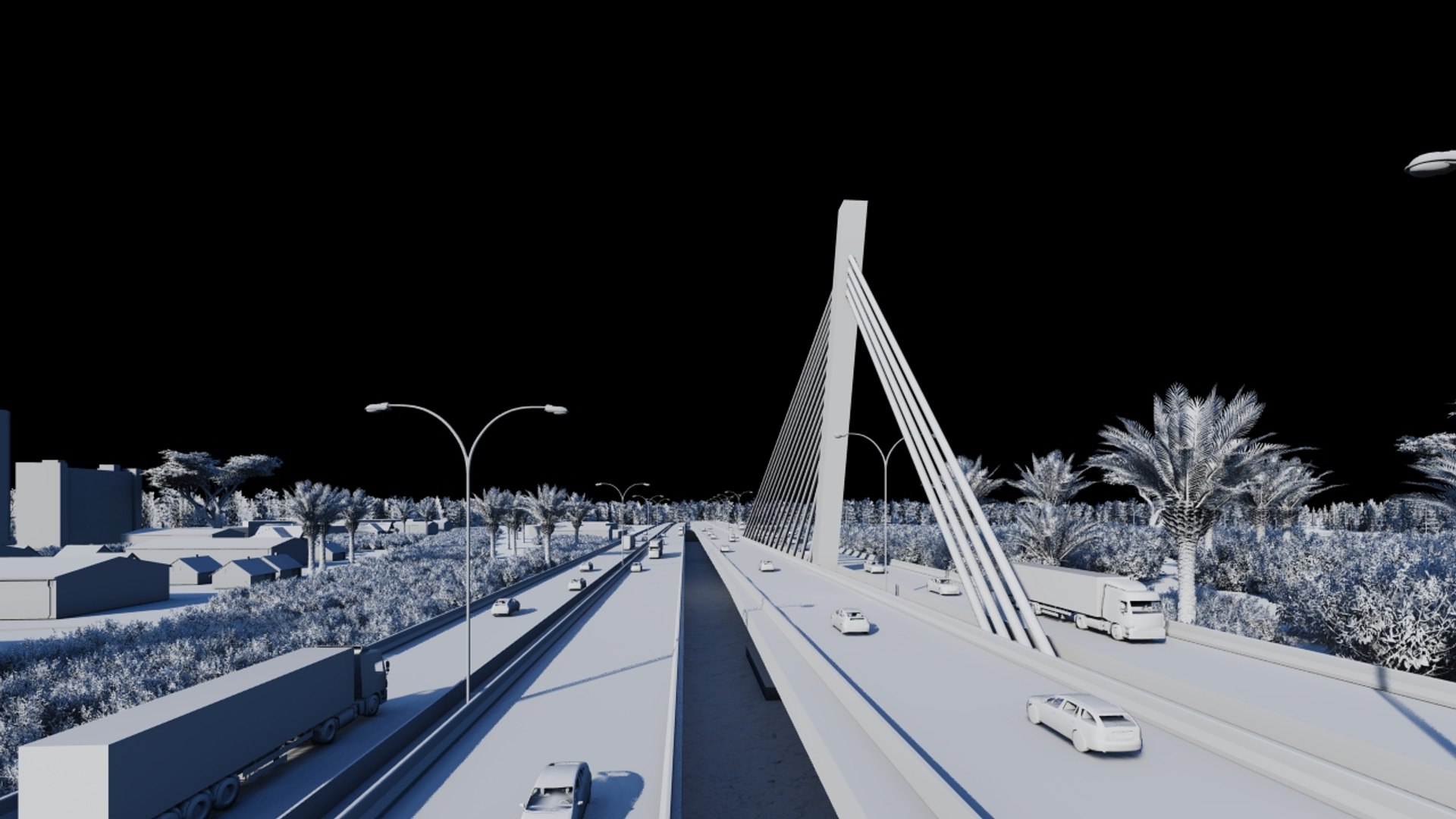 Bridge Type Cable Stay Model - TurboSquid 1664373