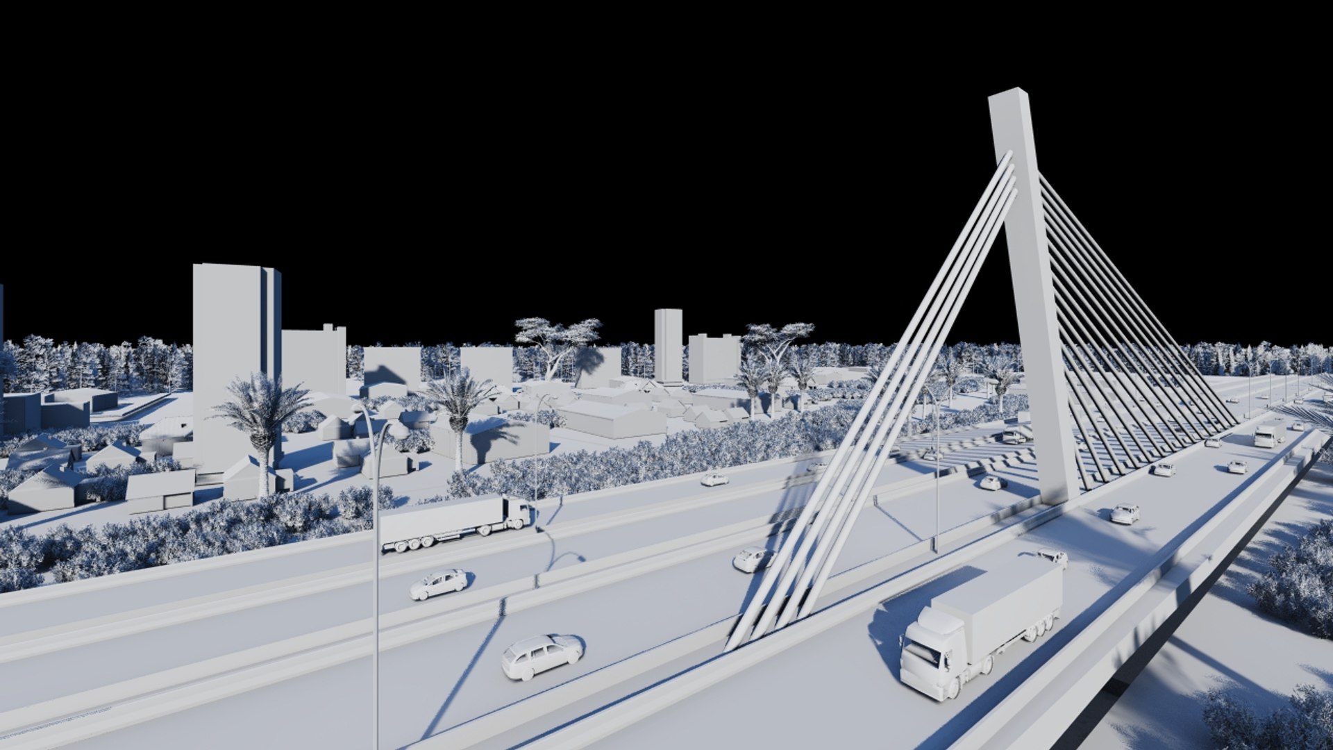 Bridge Type Cable Stay Model - TurboSquid 1664373