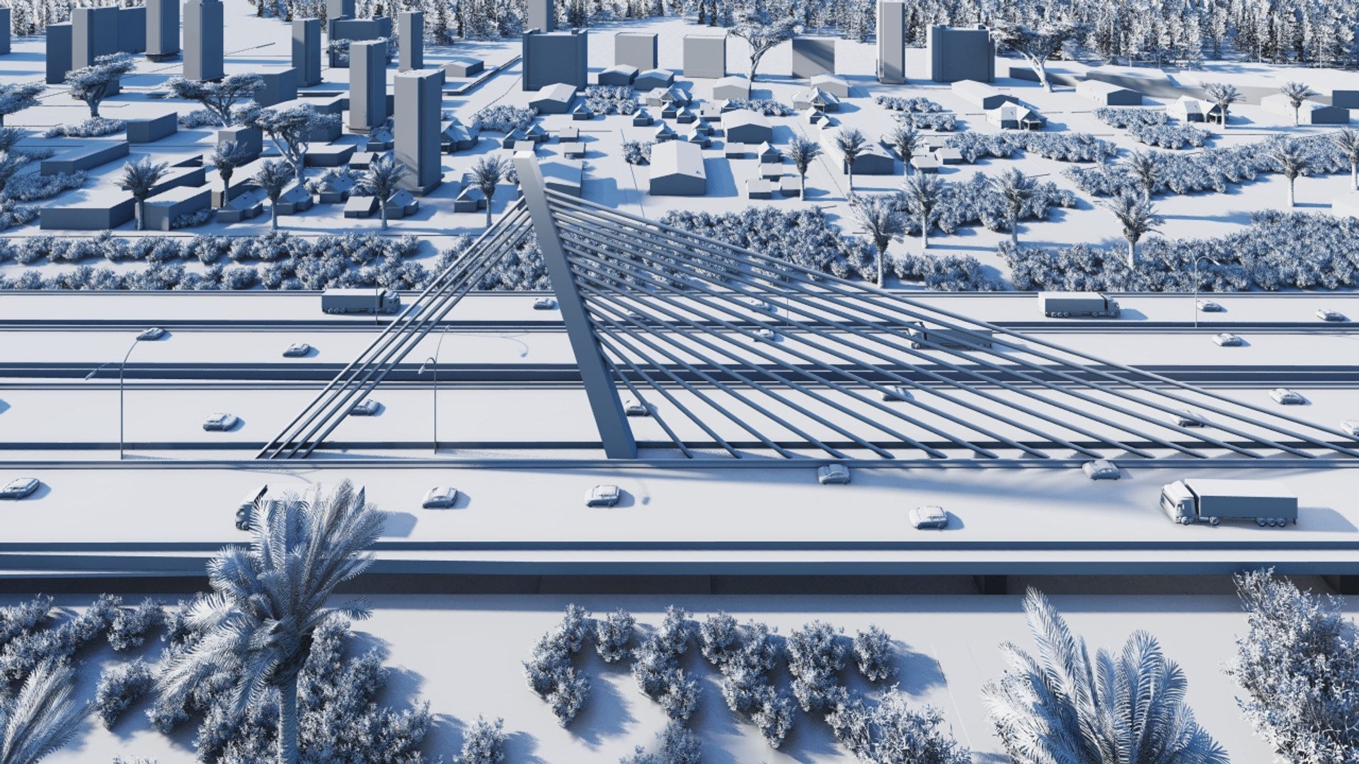 Bridge Type Cable Stay Model - TurboSquid 1664373