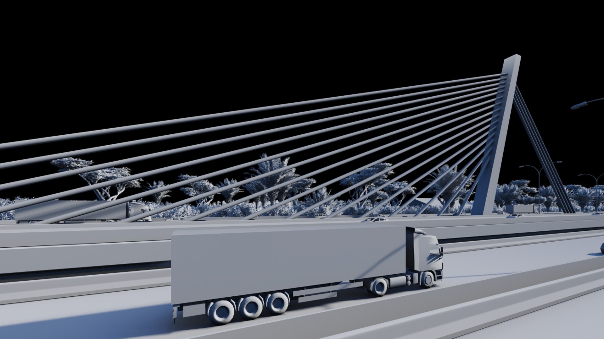 Bridge Type Cable Stay Model - TurboSquid 1664373