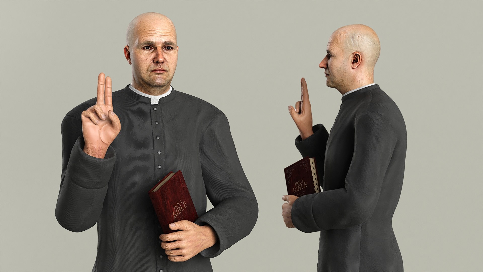 3D Catholic Priest With Holy Bible - TurboSquid 2321497
