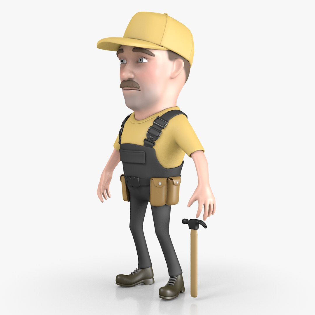 Cartoon Worker 3D Model - TurboSquid 1149403