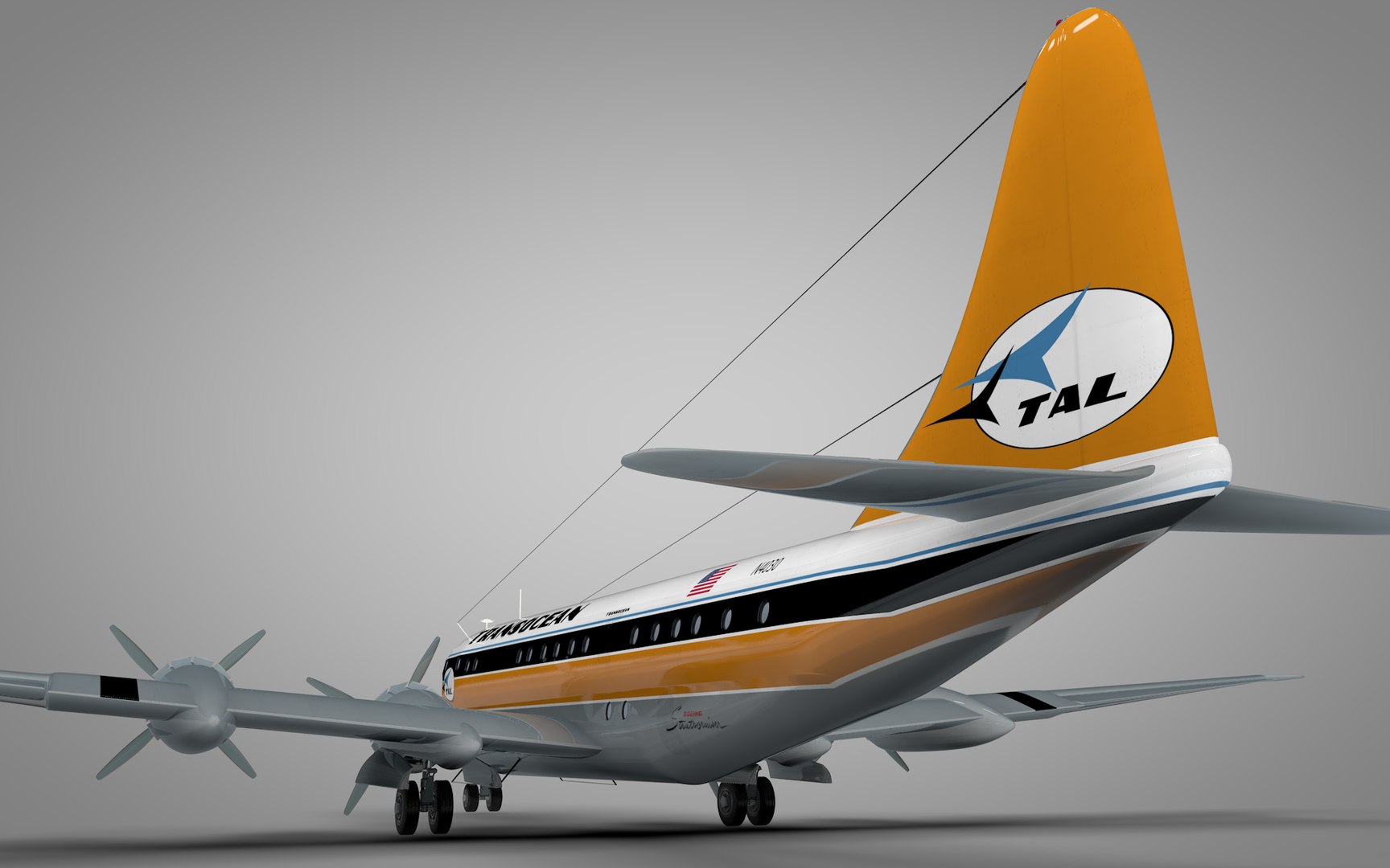 Boeing 377 Stratocruiser Transocean 3D - TurboSquid 1448080