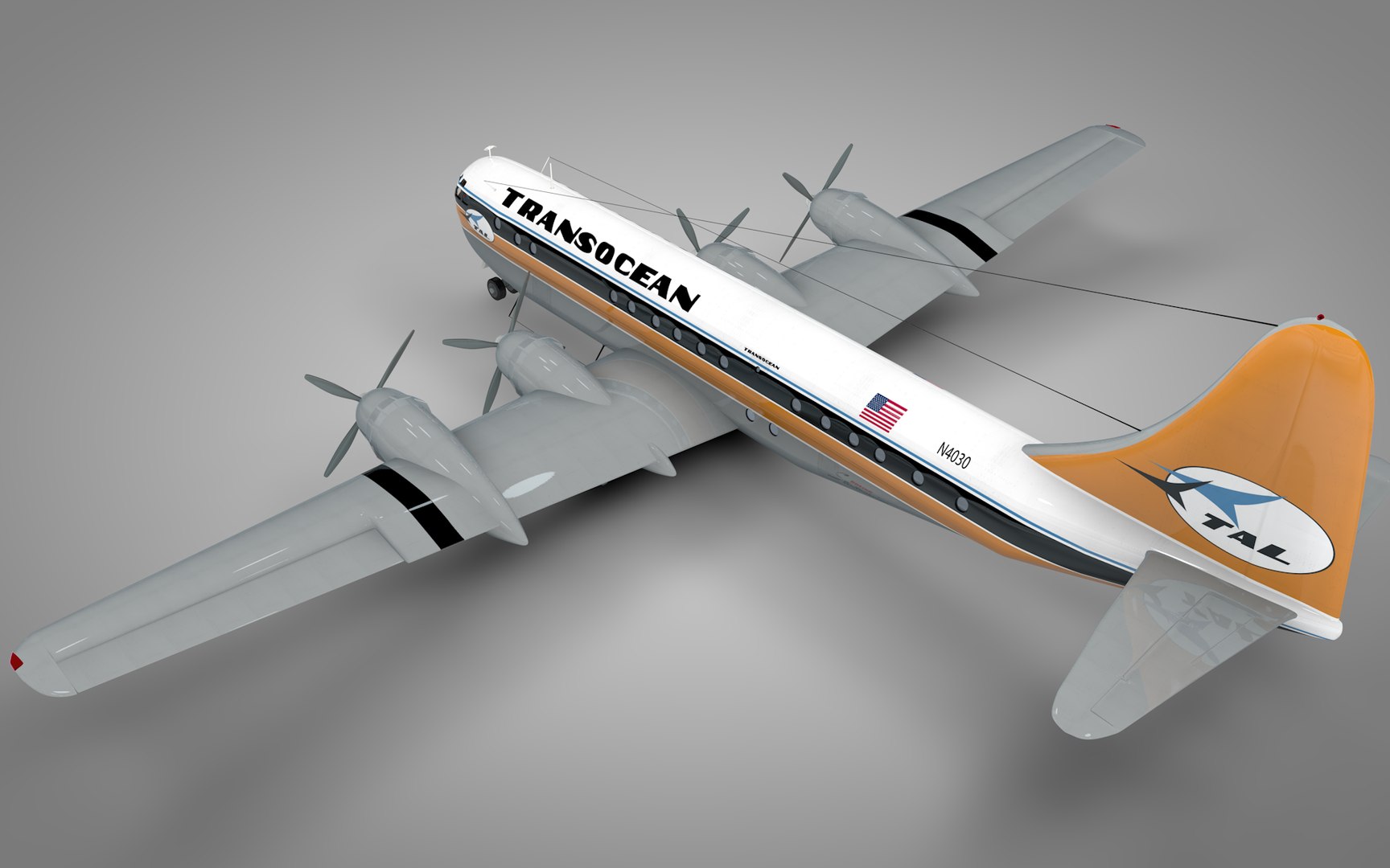 Boeing 377 Stratocruiser Transocean 3D - TurboSquid 1448080