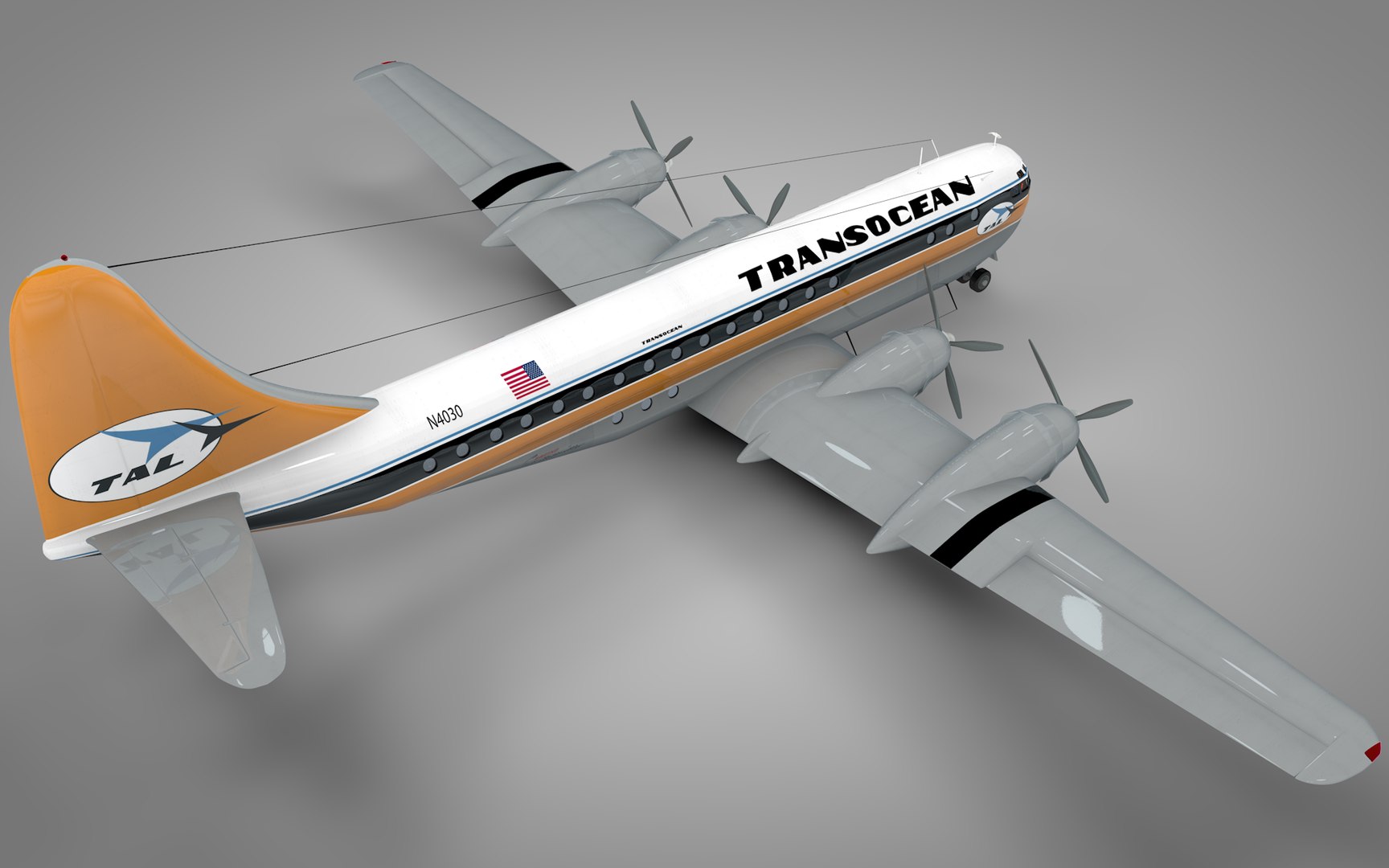Boeing 377 Stratocruiser Transocean 3D - TurboSquid 1448080