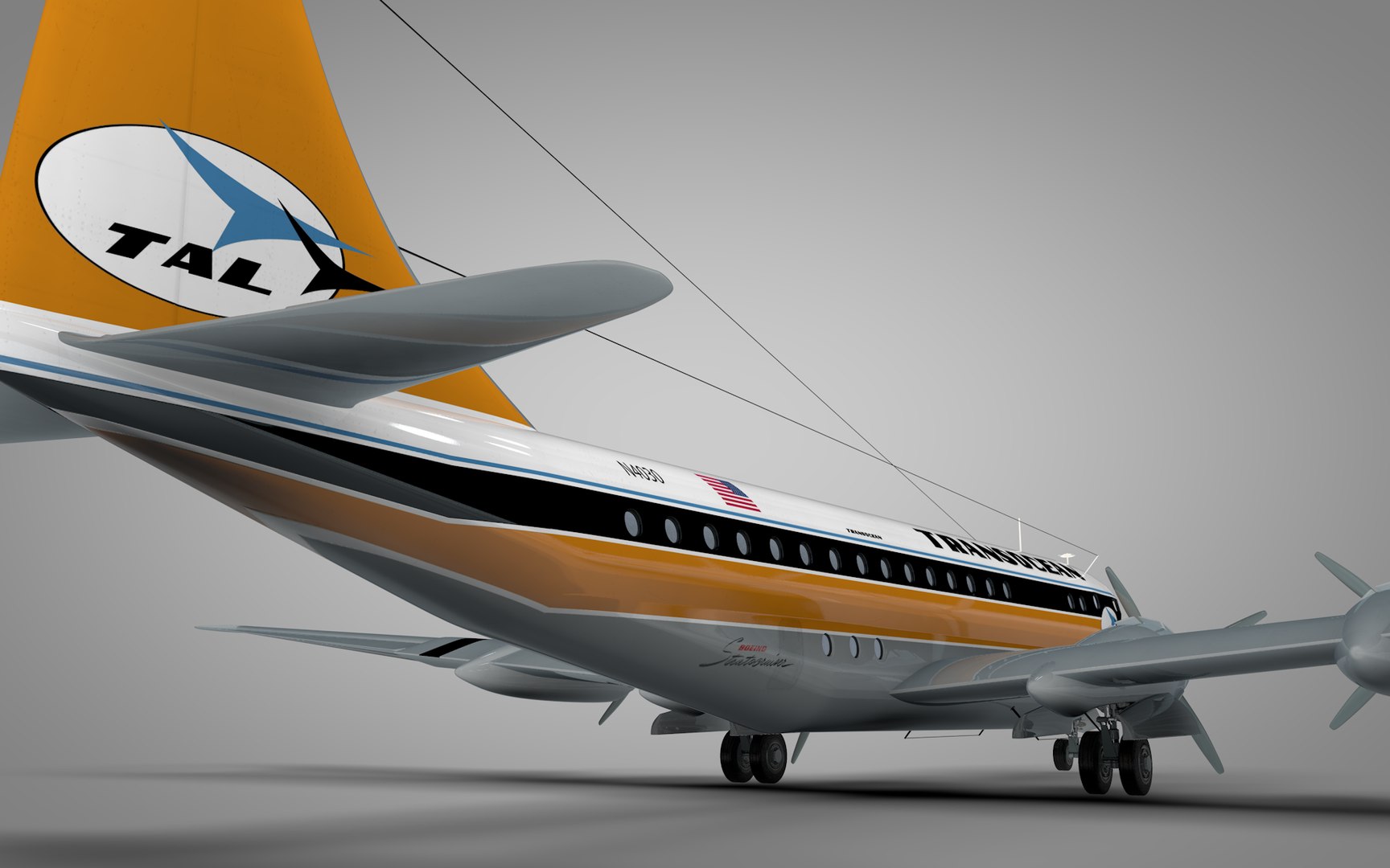 Boeing 377 Stratocruiser Transocean 3D - TurboSquid 1448080