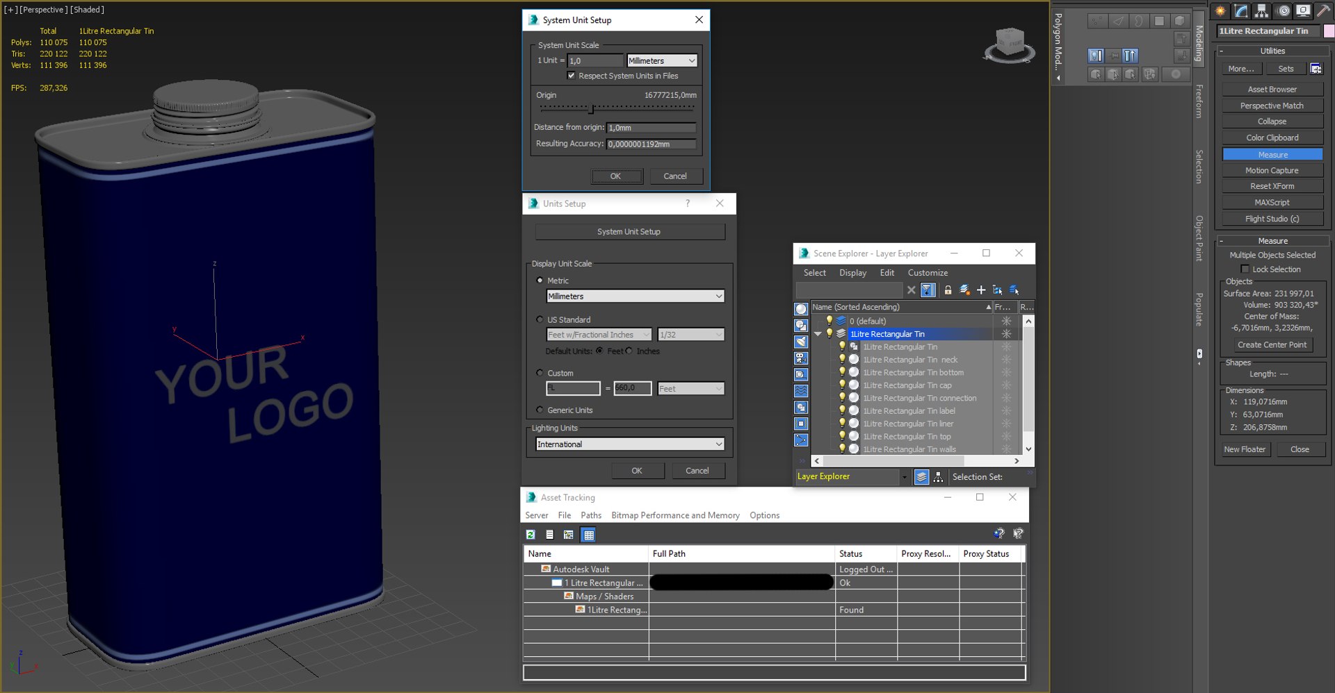 1 Litre Rectangular Tin 3D Model - TurboSquid 1501160