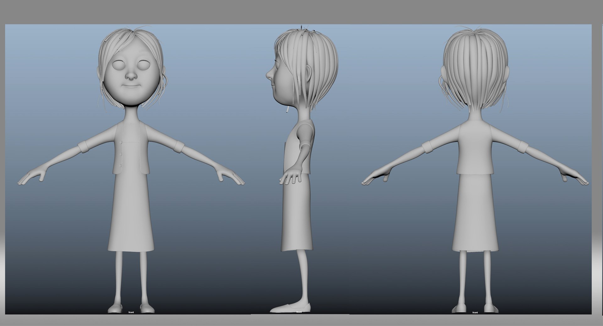 Cartoon Girl Child Student Model - TurboSquid 1549973