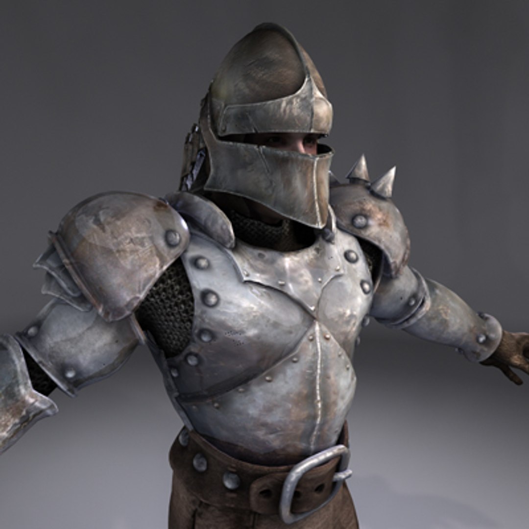 3d knight rusted armor model