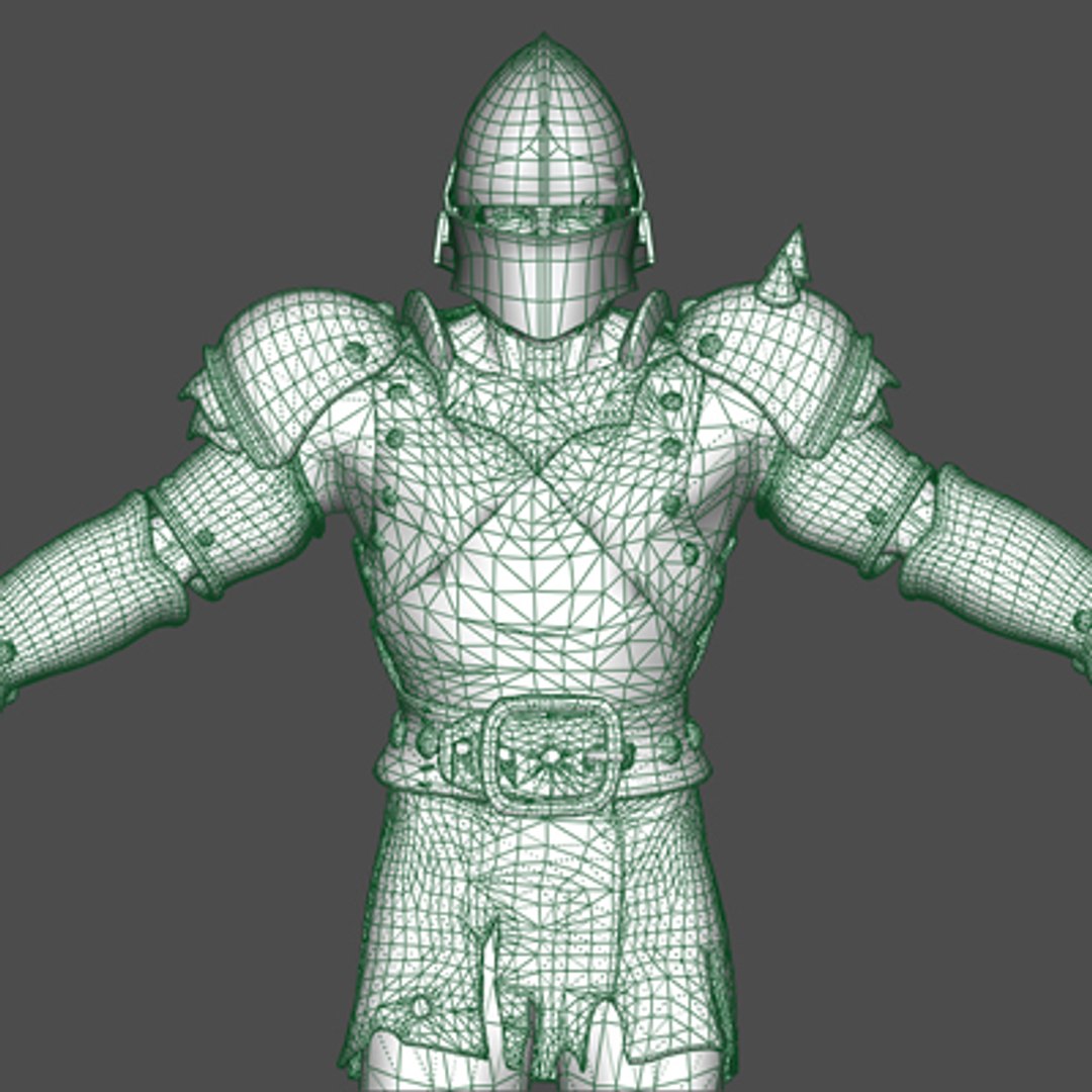 3d knight rusted armor model