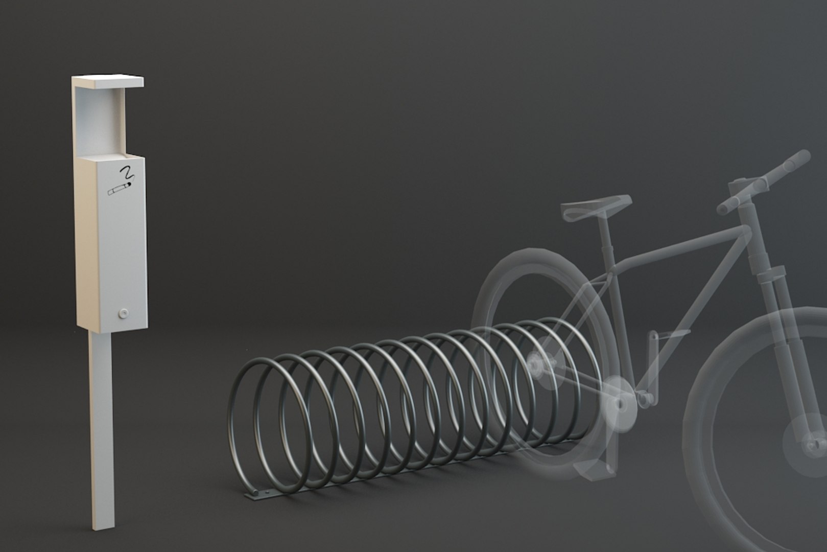 3d Public Ashtray Bicycle Spiral