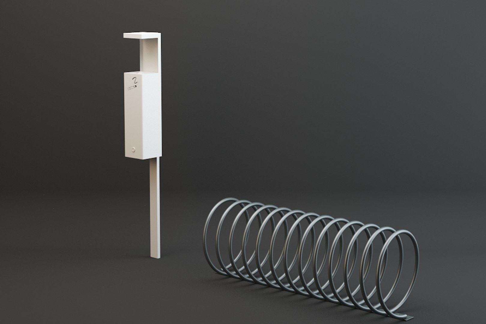 3d Public Ashtray Bicycle Spiral