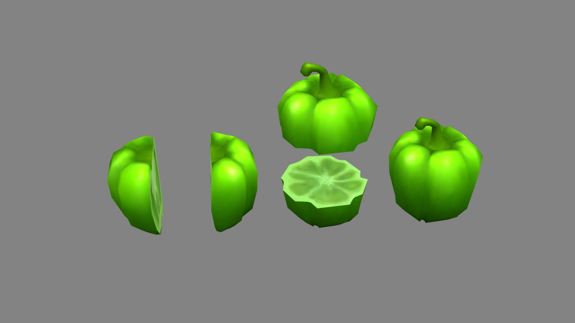 Cartoon Green Chili - Chili Slice 3D Model - TurboSquid 1930209