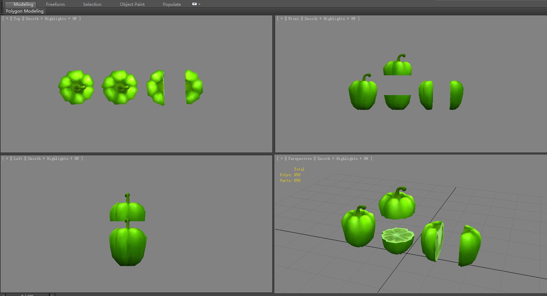 Cartoon Green Chili - Chili Slice 3D Model - TurboSquid 1930209