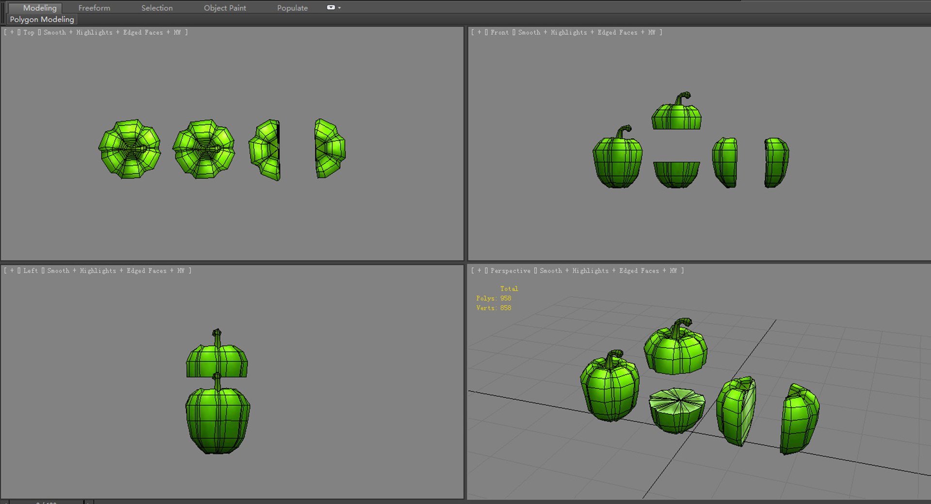 Cartoon Green Chili - Chili Slice 3D Model - TurboSquid 1930209