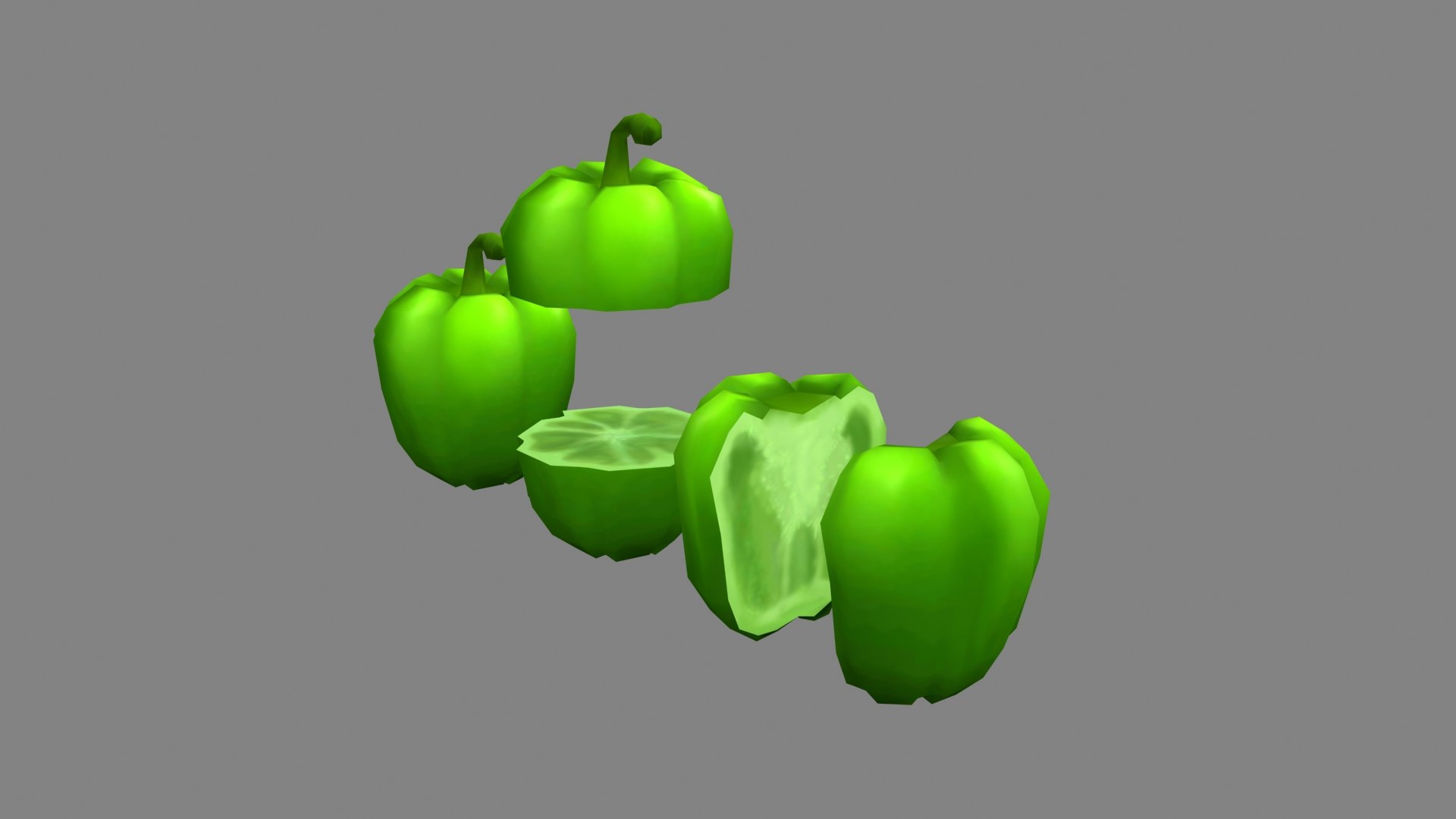 Cartoon Green Chili - Chili Slice 3D Model - TurboSquid 1930209