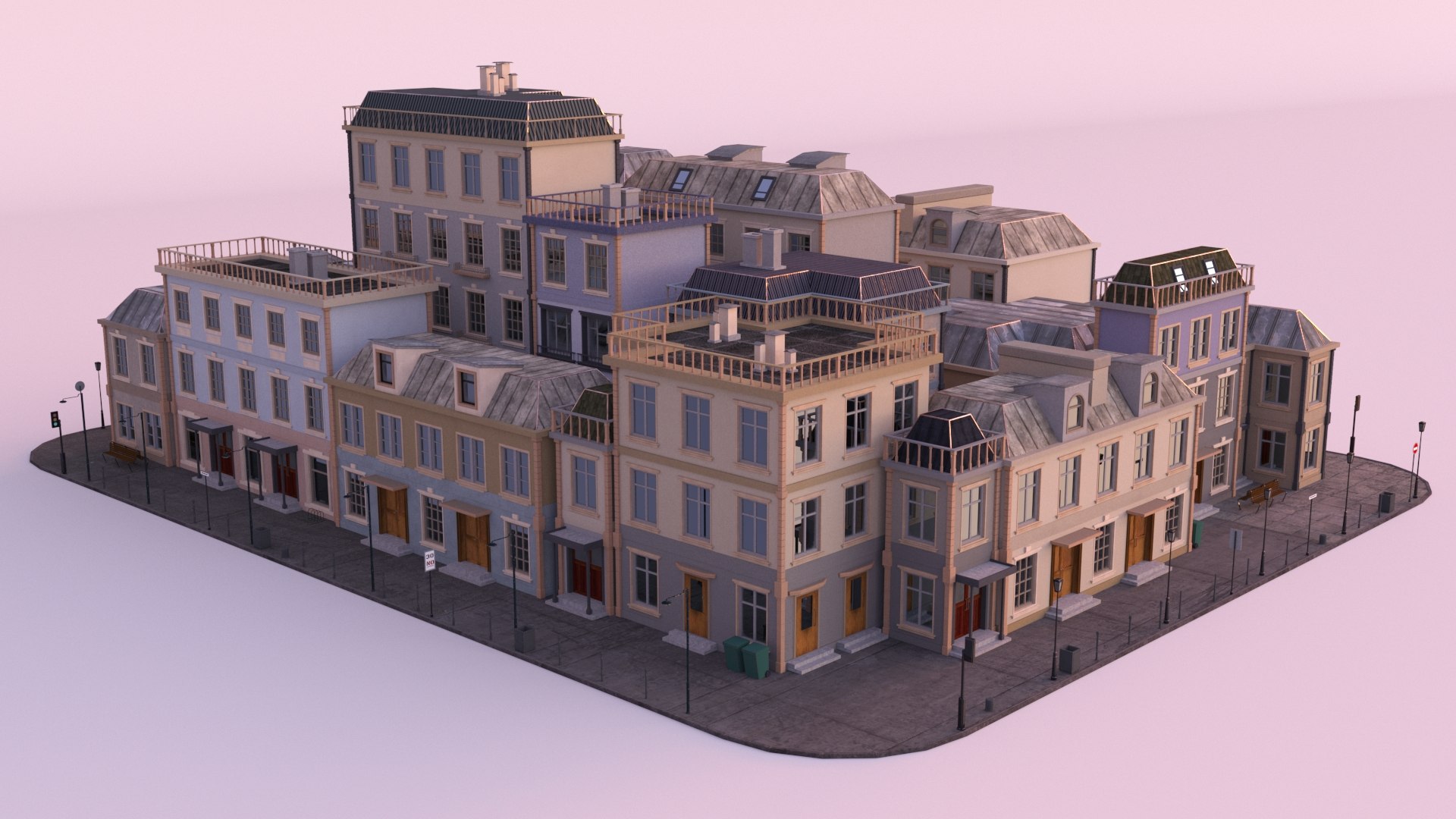 3D Model City Block European - TurboSquid 2021599