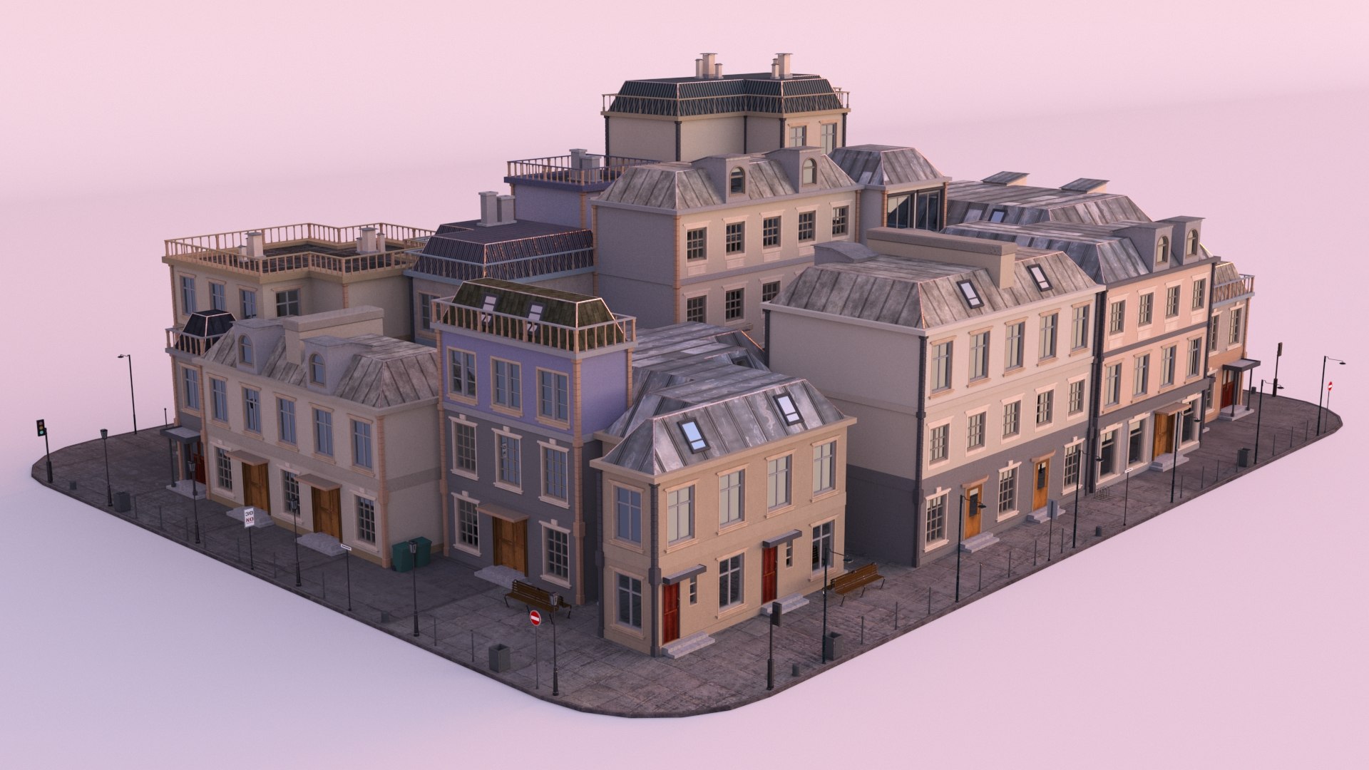 3D Model City Block European - TurboSquid 2021599