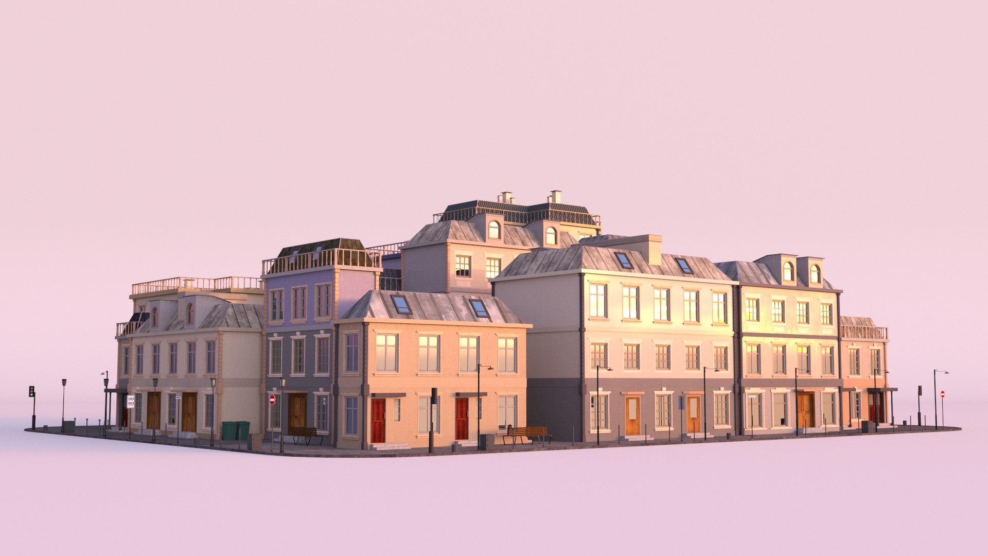 3D Model City Block European - TurboSquid 2021599