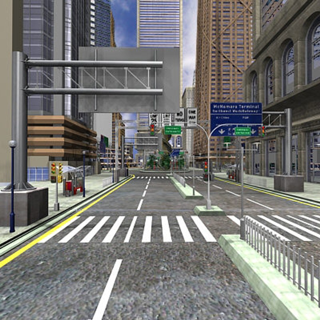 3d model city junction skyscrapers