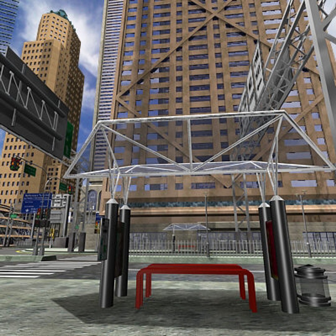 3d model city junction skyscrapers