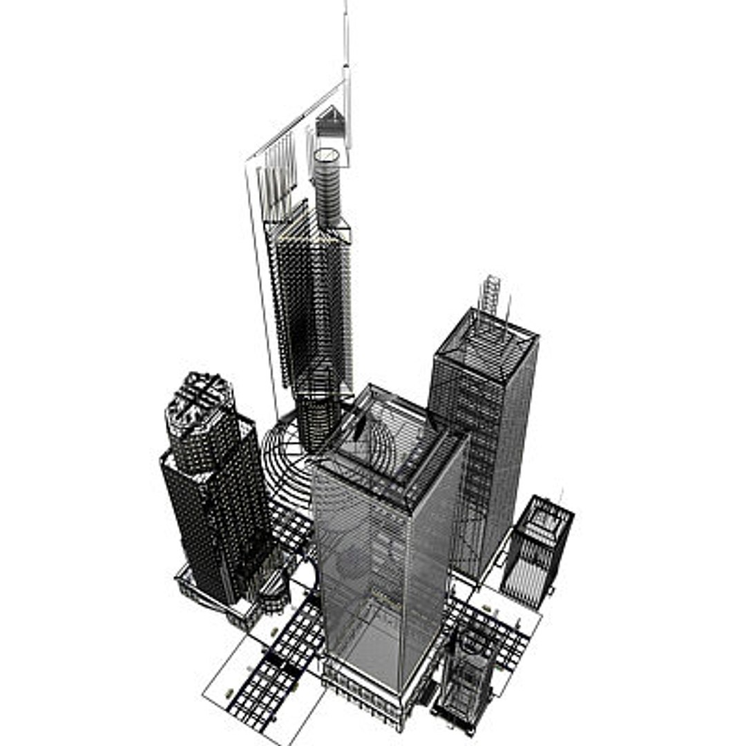 3d model city junction skyscrapers
