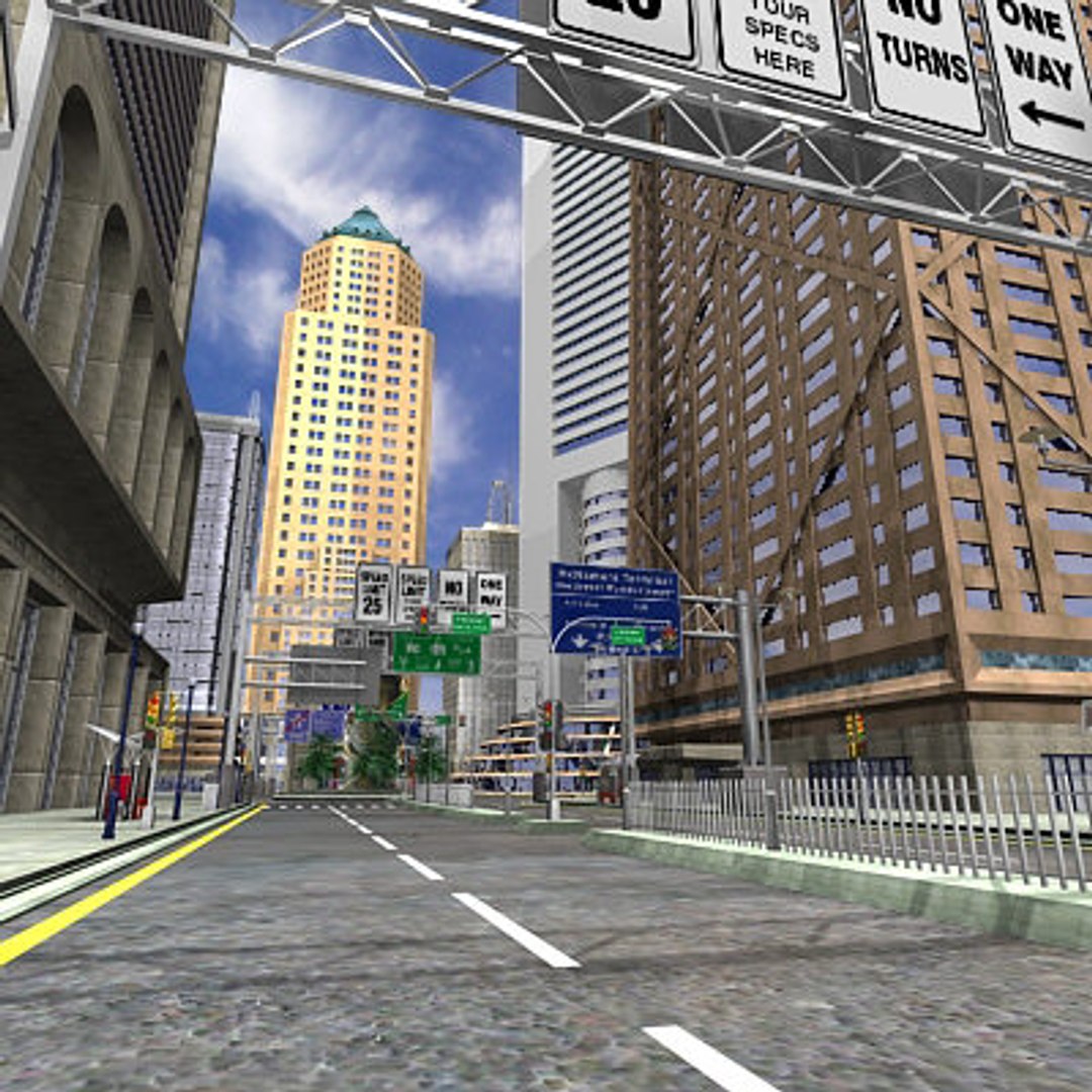 3d model city junction skyscrapers
