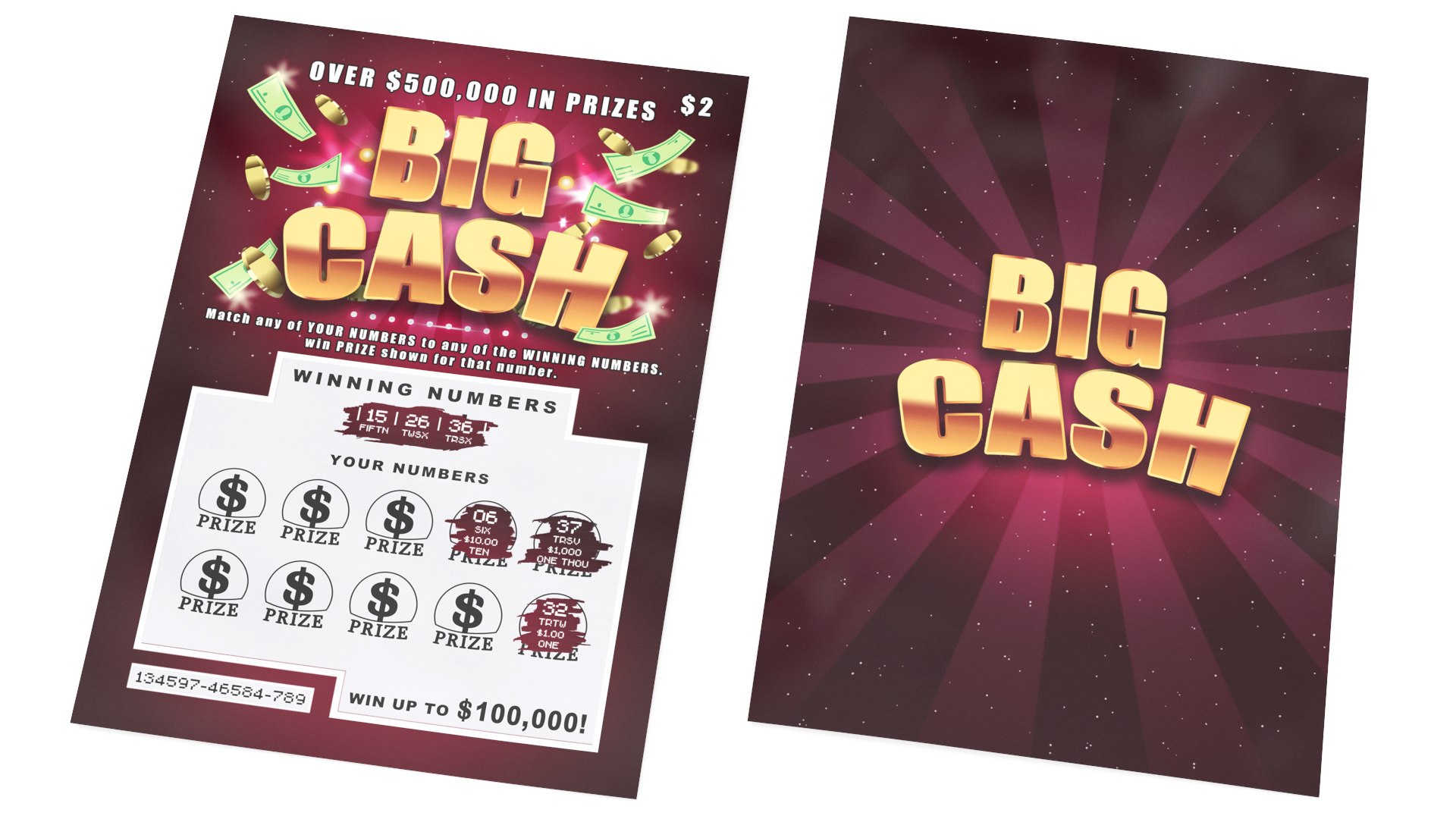 3D Big Cash Lottery Ticket With Erased Scratchcard Model - TurboSquid ...