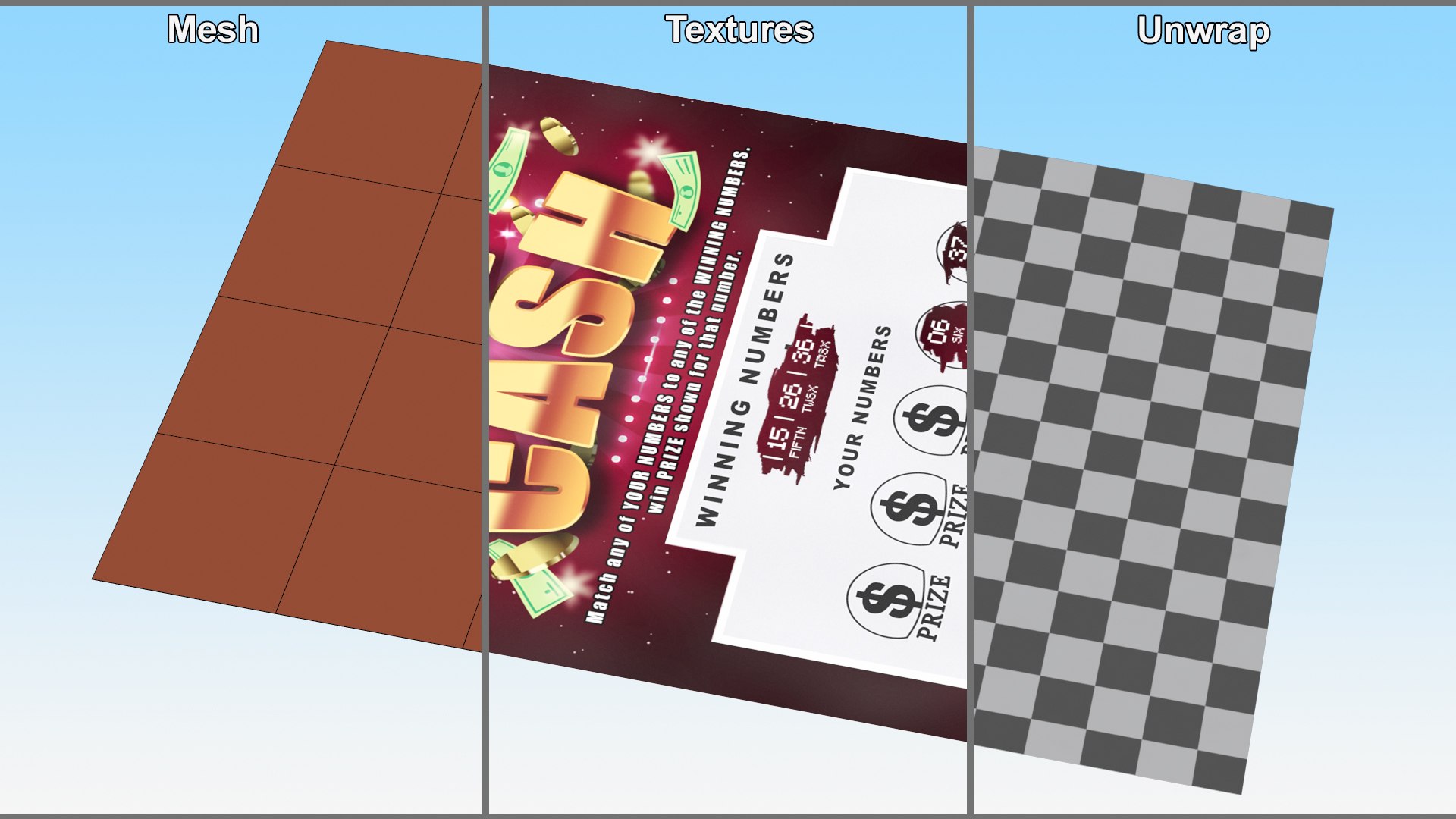 3D Big Cash Lottery Ticket With Erased Scratchcard Model - TurboSquid ...