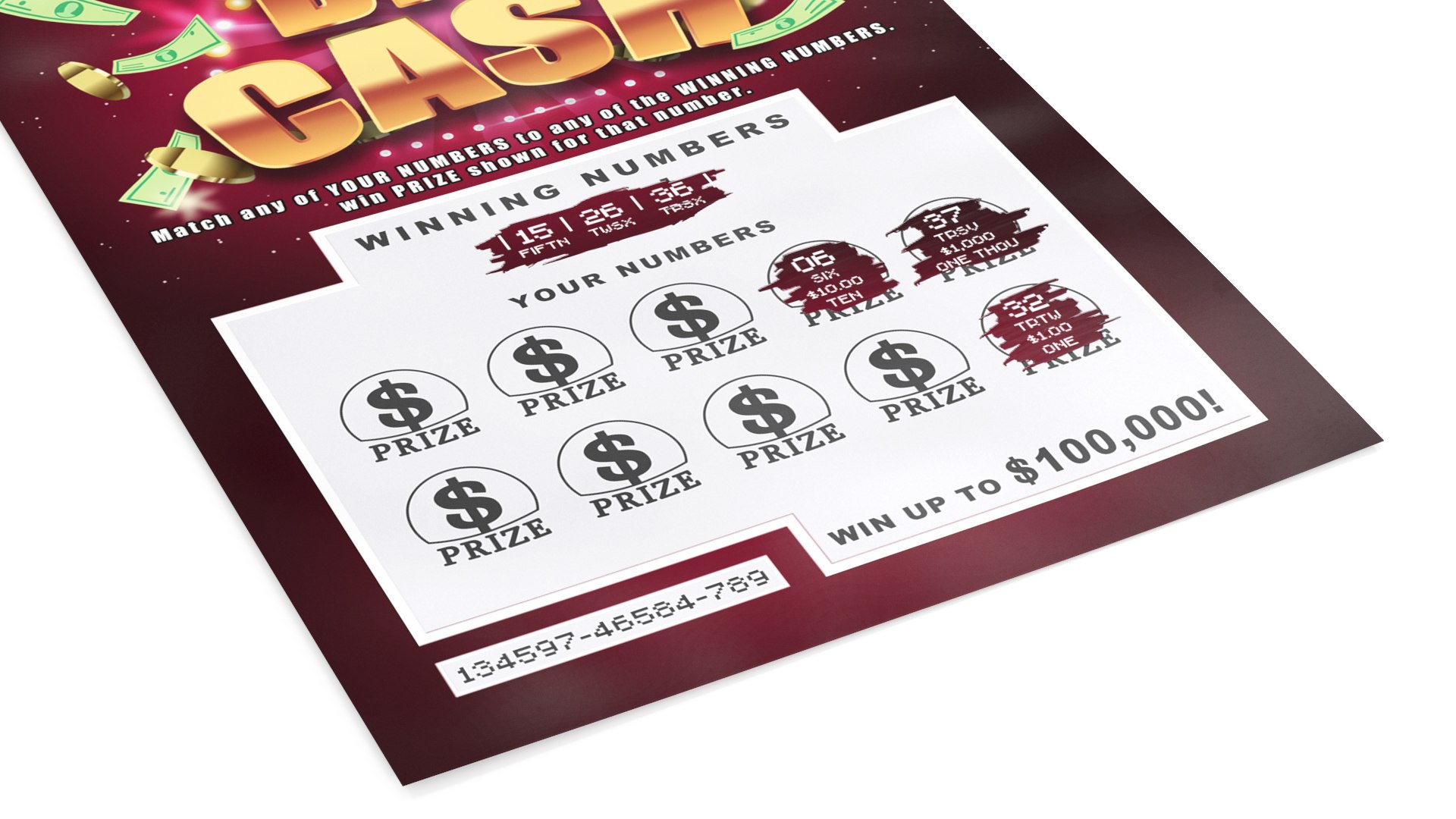 3D Big Cash Lottery Ticket With Erased Scratchcard Model - TurboSquid ...
