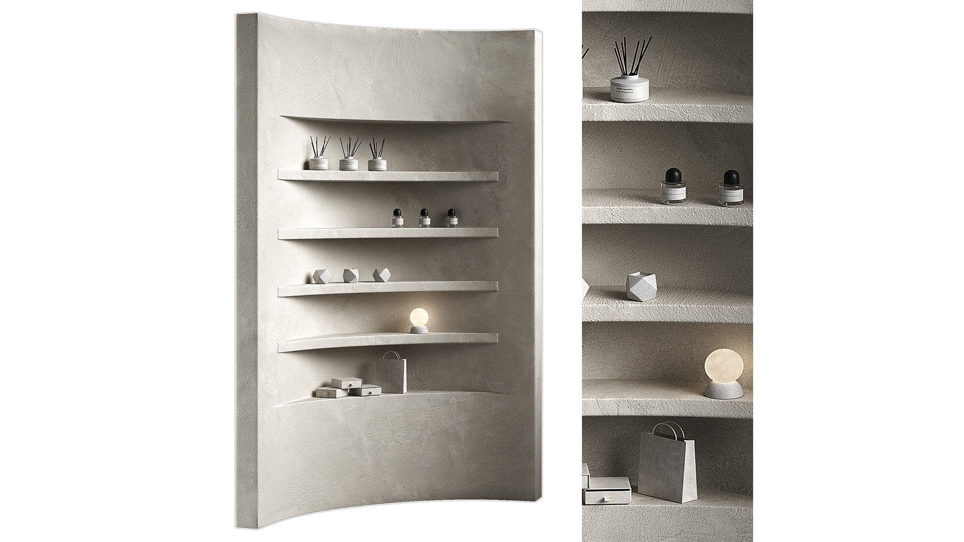 3D Wavy Shelves Rack Shelving With Decor Corner Wall Partitions With ...