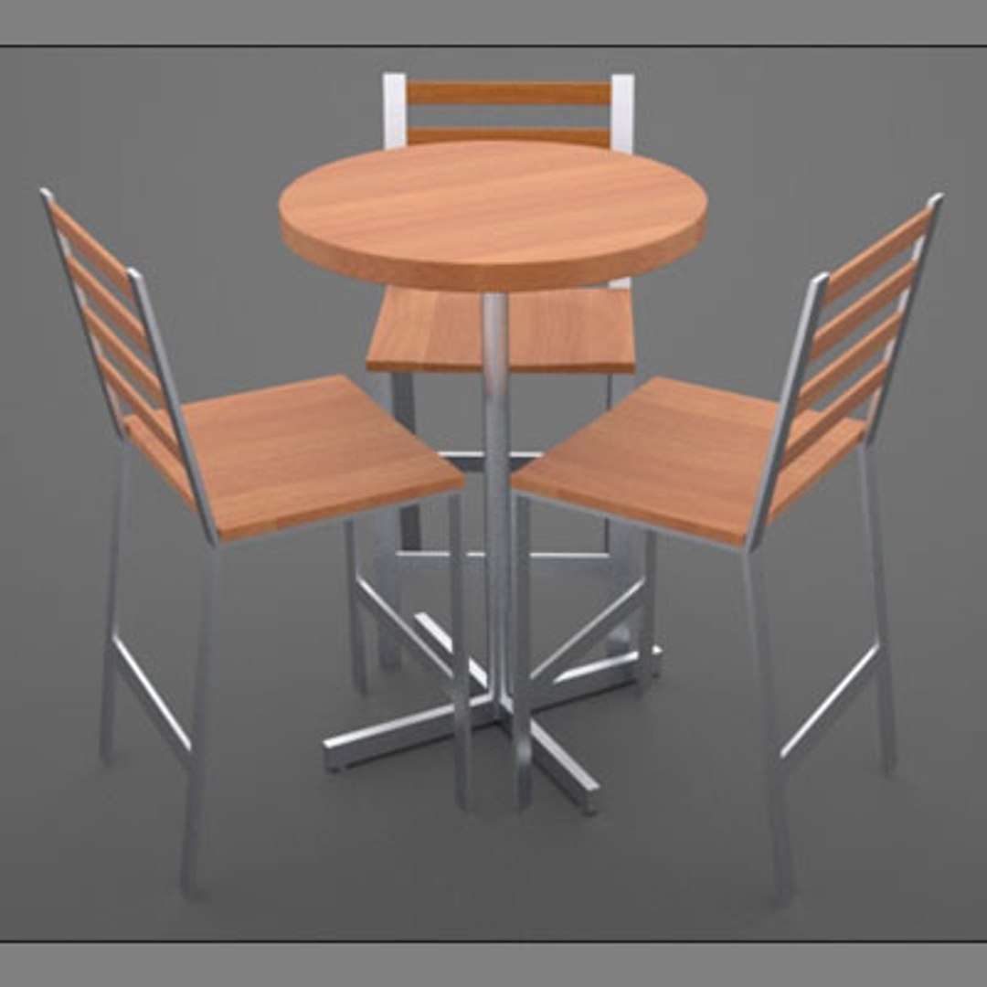 Modern Cafe Table Set 3d 3ds