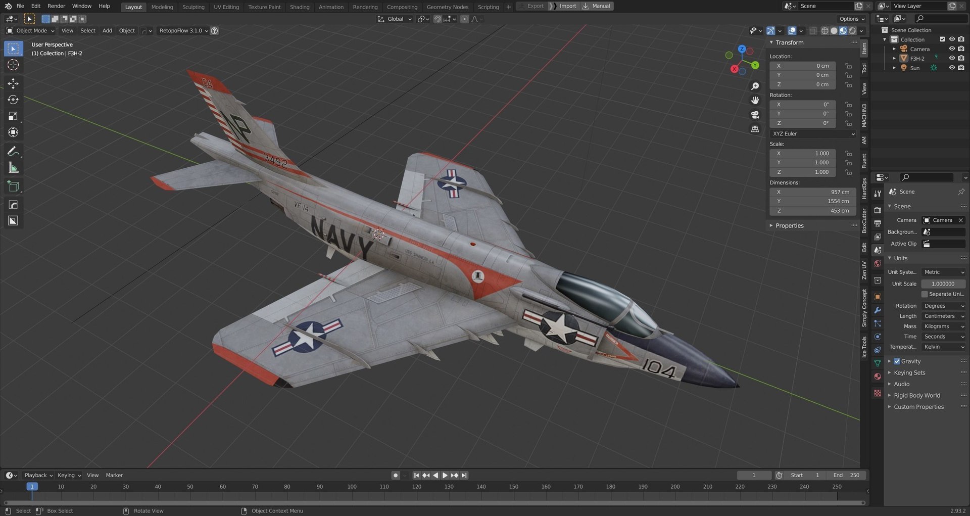 3D McDonnell F3H Demon Jet Fighter Hand Painted Game Model - TurboSquid ...