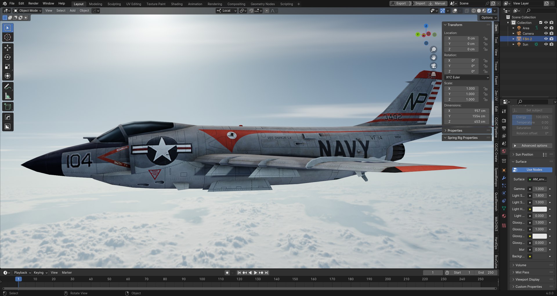 3D McDonnell F3H Demon Jet Fighter Hand Painted Game Model - TurboSquid ...