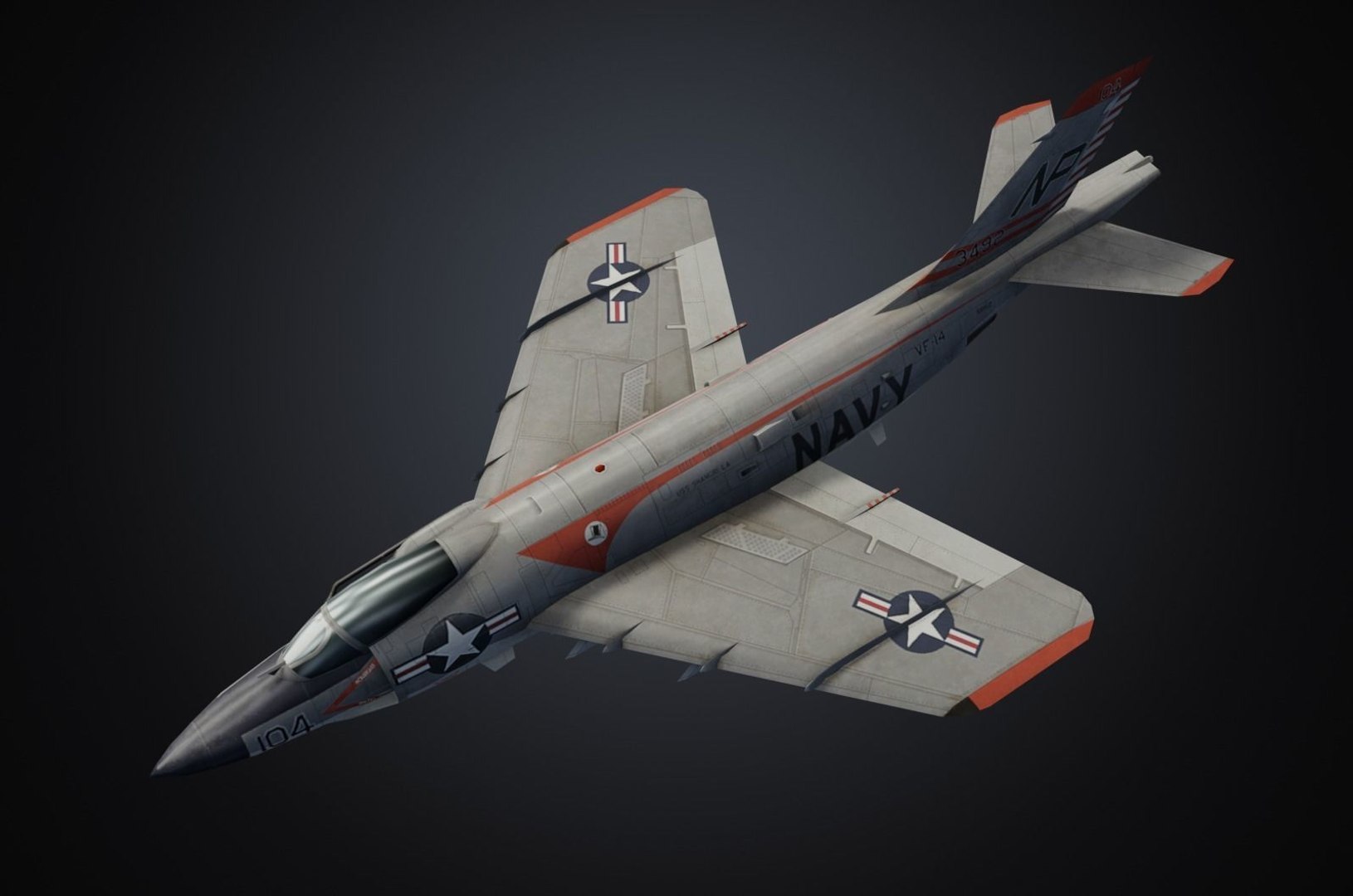 3D McDonnell F3H Demon Jet Fighter Hand Painted Game Model - TurboSquid ...