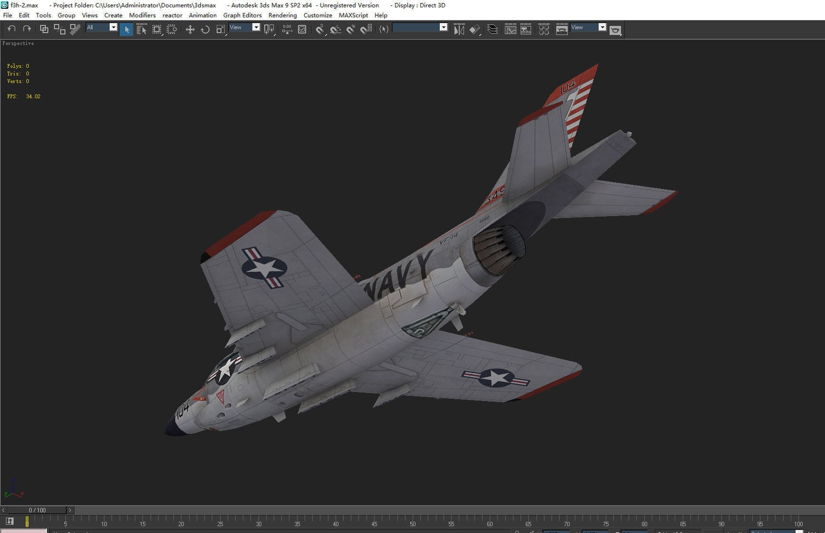 3D McDonnell F3H Demon Jet Fighter Hand Painted Game Model - TurboSquid ...