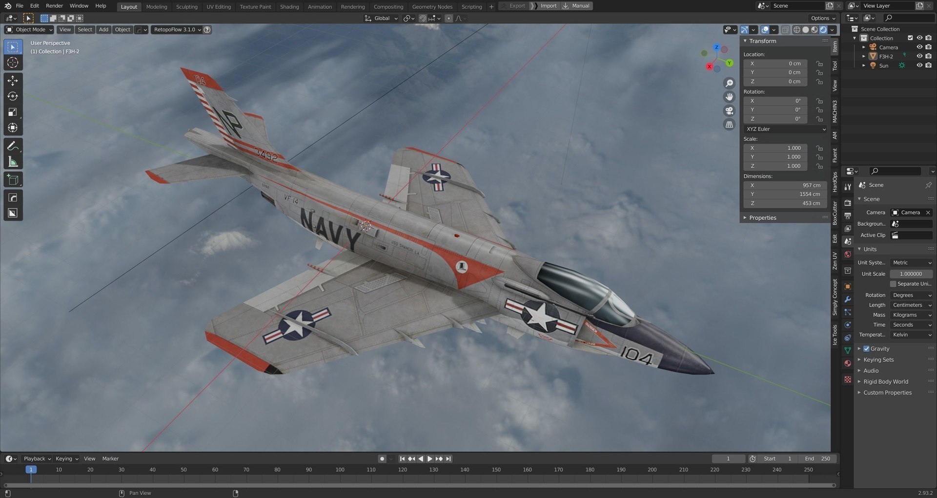 3D McDonnell F3H Demon Jet Fighter Hand Painted Game Model - TurboSquid ...