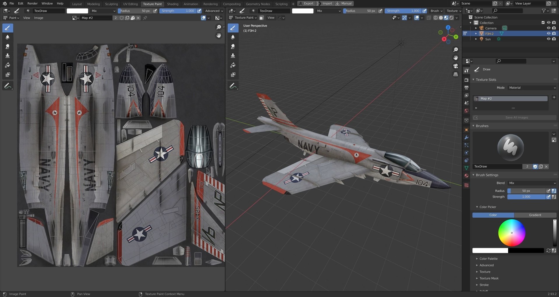 3D McDonnell F3H Demon Jet Fighter Hand Painted Game Model - TurboSquid ...