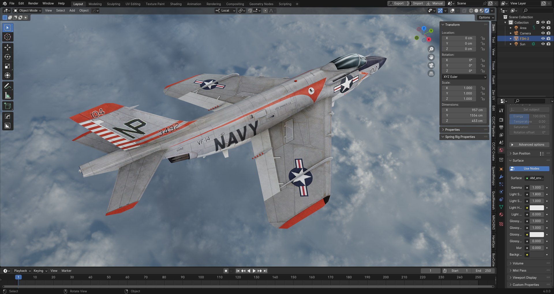 3D McDonnell F3H Demon Jet Fighter Hand Painted Game Model - TurboSquid ...