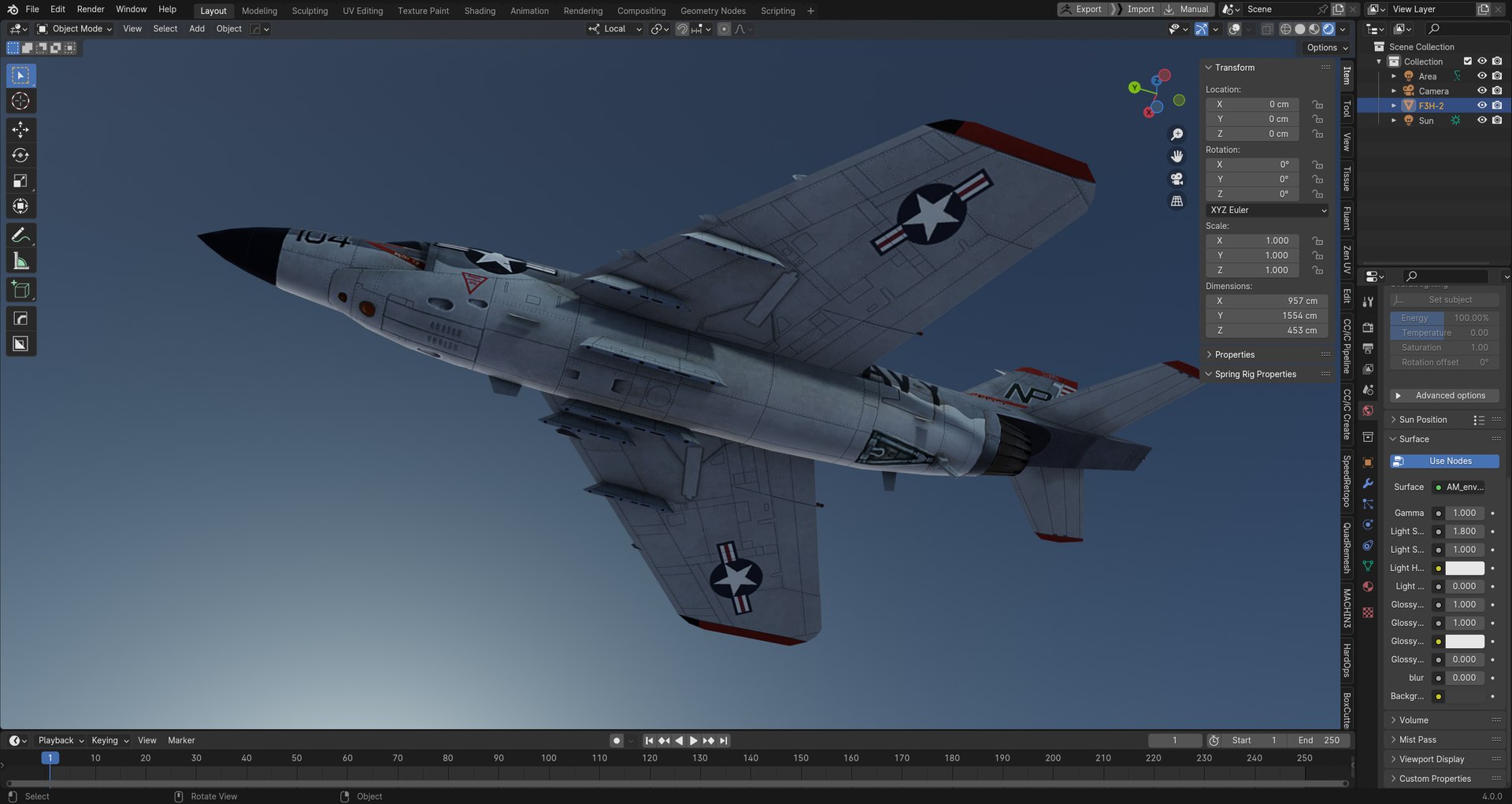 3D McDonnell F3H Demon Jet Fighter Hand Painted Game Model - TurboSquid ...