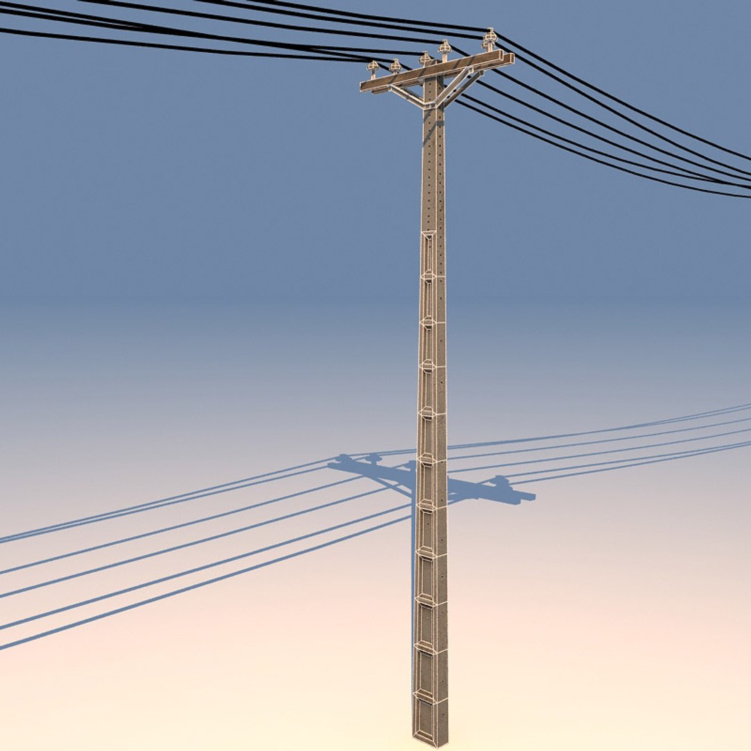 Concrete Powerline 01 3d 3ds