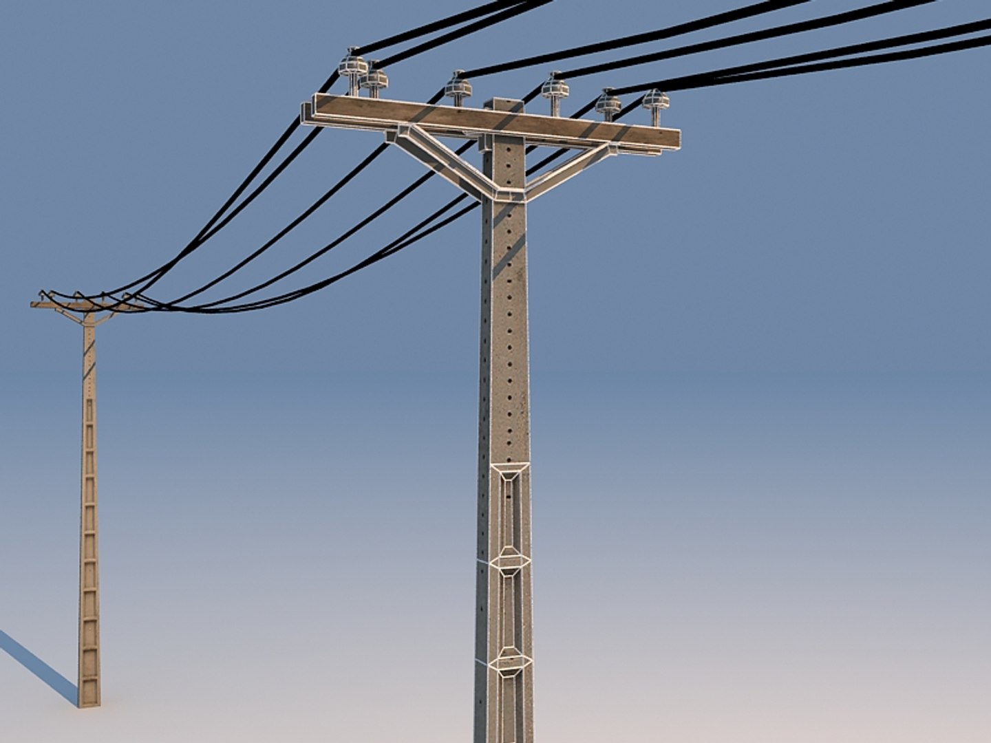 Concrete Powerline 01 3d 3ds